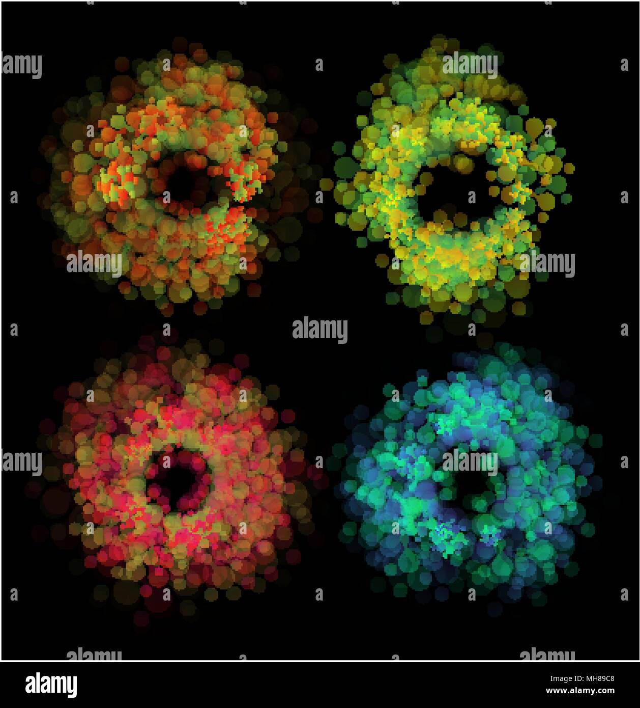 Abstract colorful funnel decoration element set. Spring, summer, autumn ...