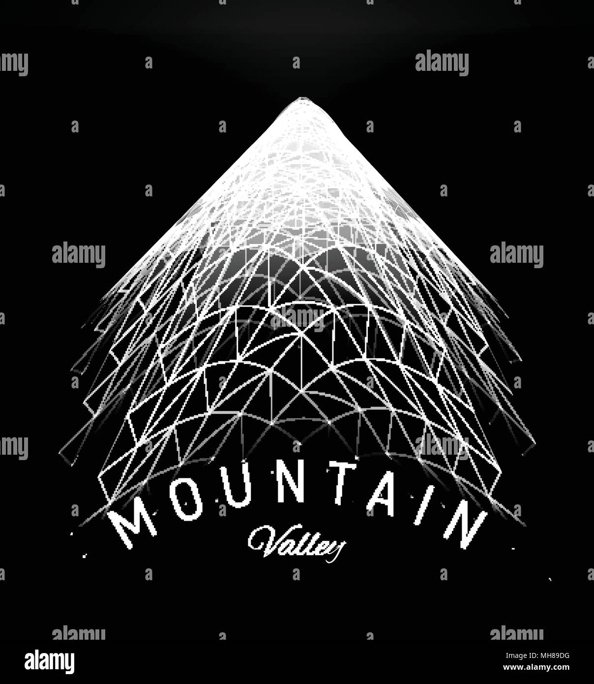 Mountain valley grid concept. Wireframe polygon landscape element ...