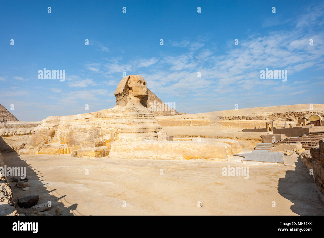 Great Sphinx of Giza, a limestone statue of a mythical creature with a ...