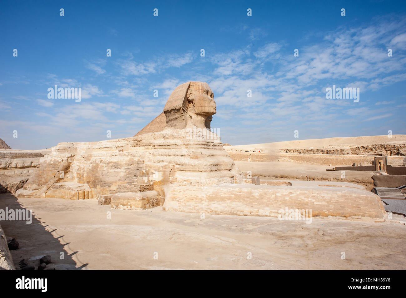 Great Sphinx of Giza, a limestone statue of a mythical creature with a ...