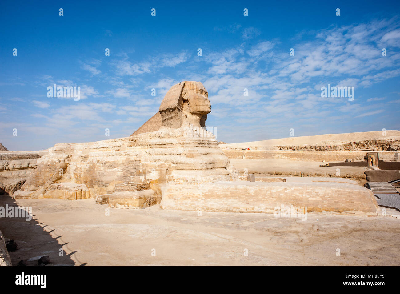Great Sphinx of Giza, a limestone statue of a mythical creature with a ...
