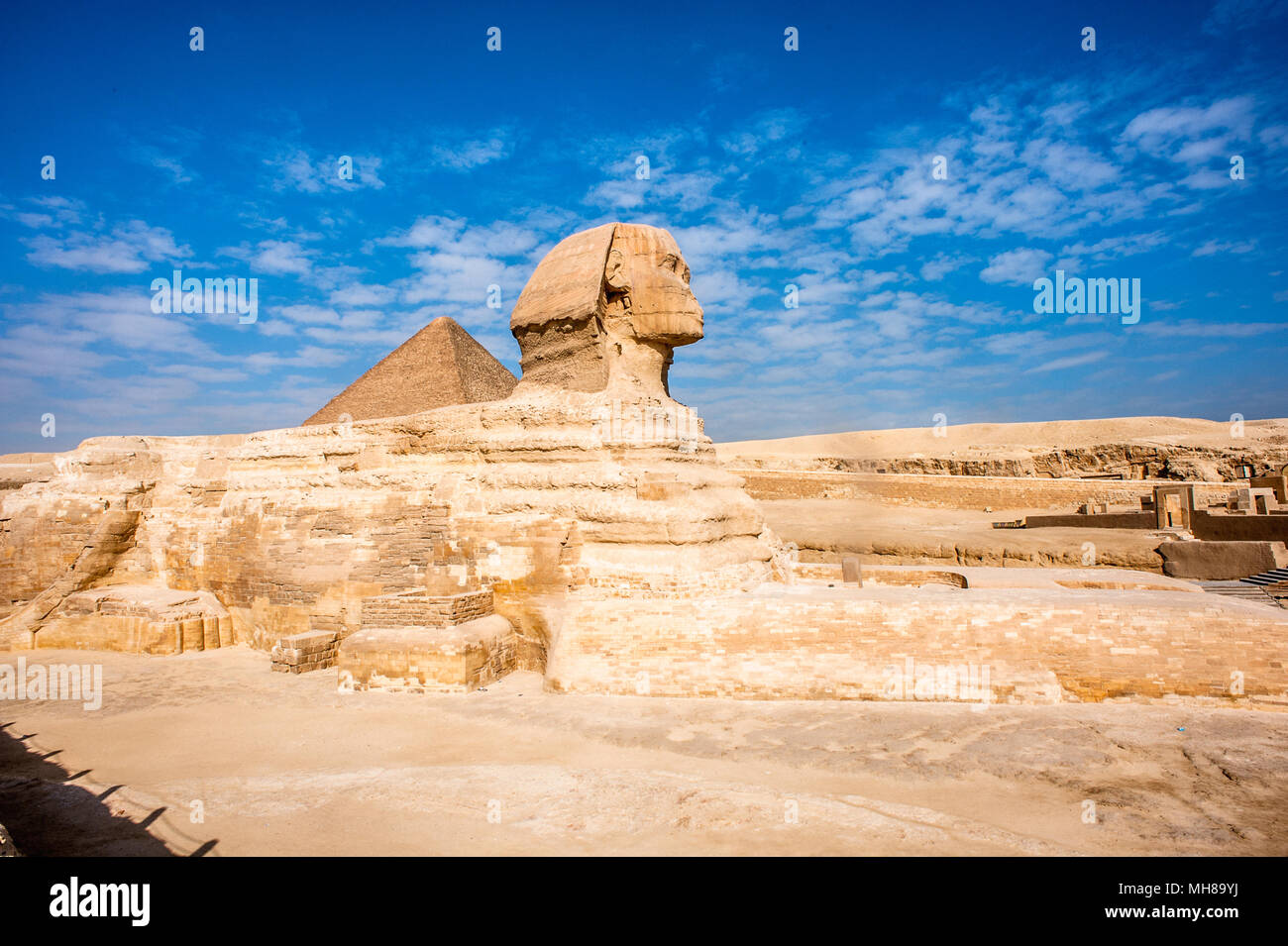 Great Sphinx of Giza, a limestone statue of a mythical creature with a ...