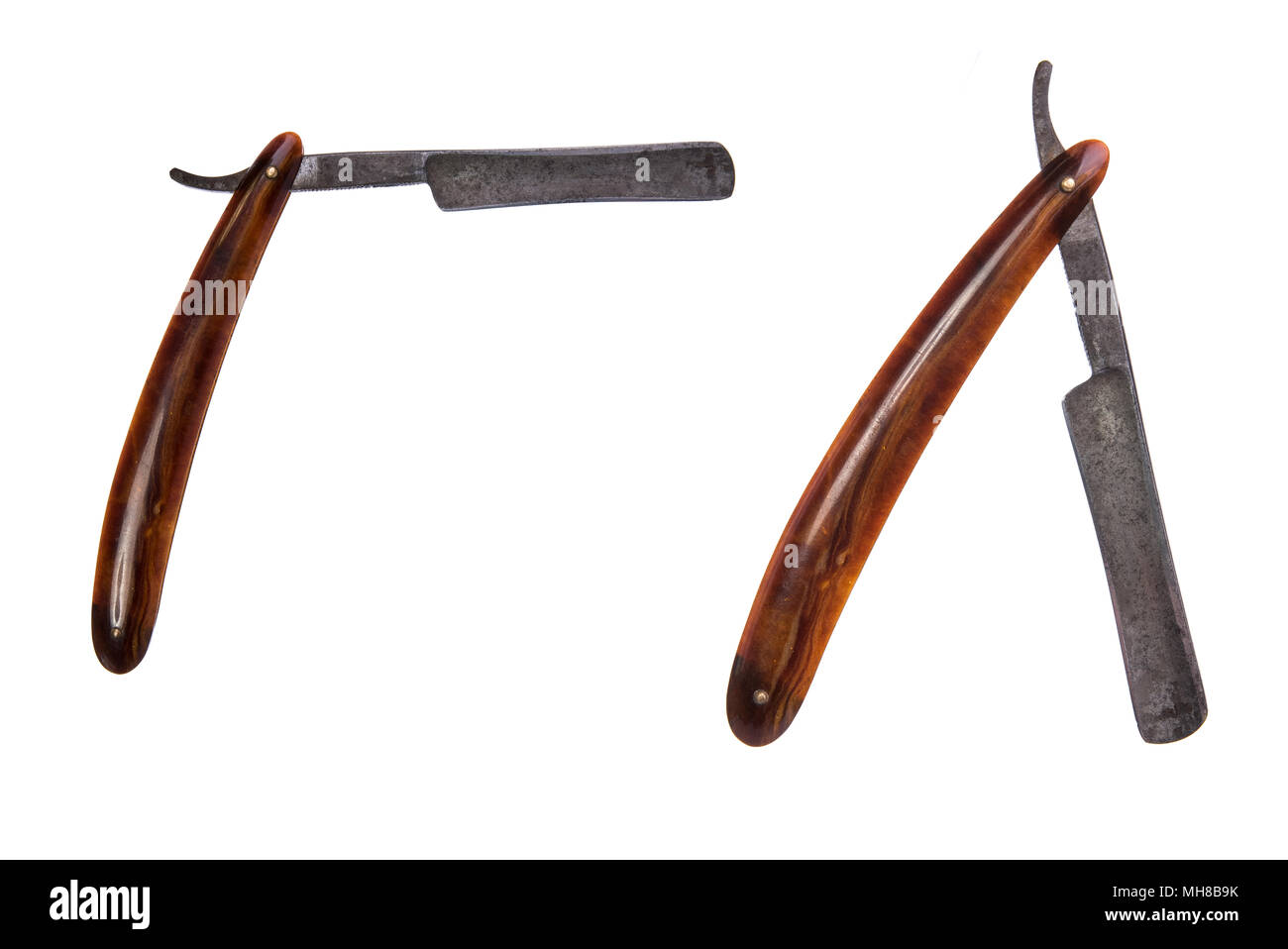 Dangerous razor for shaving, isolated on white background, vintage ...