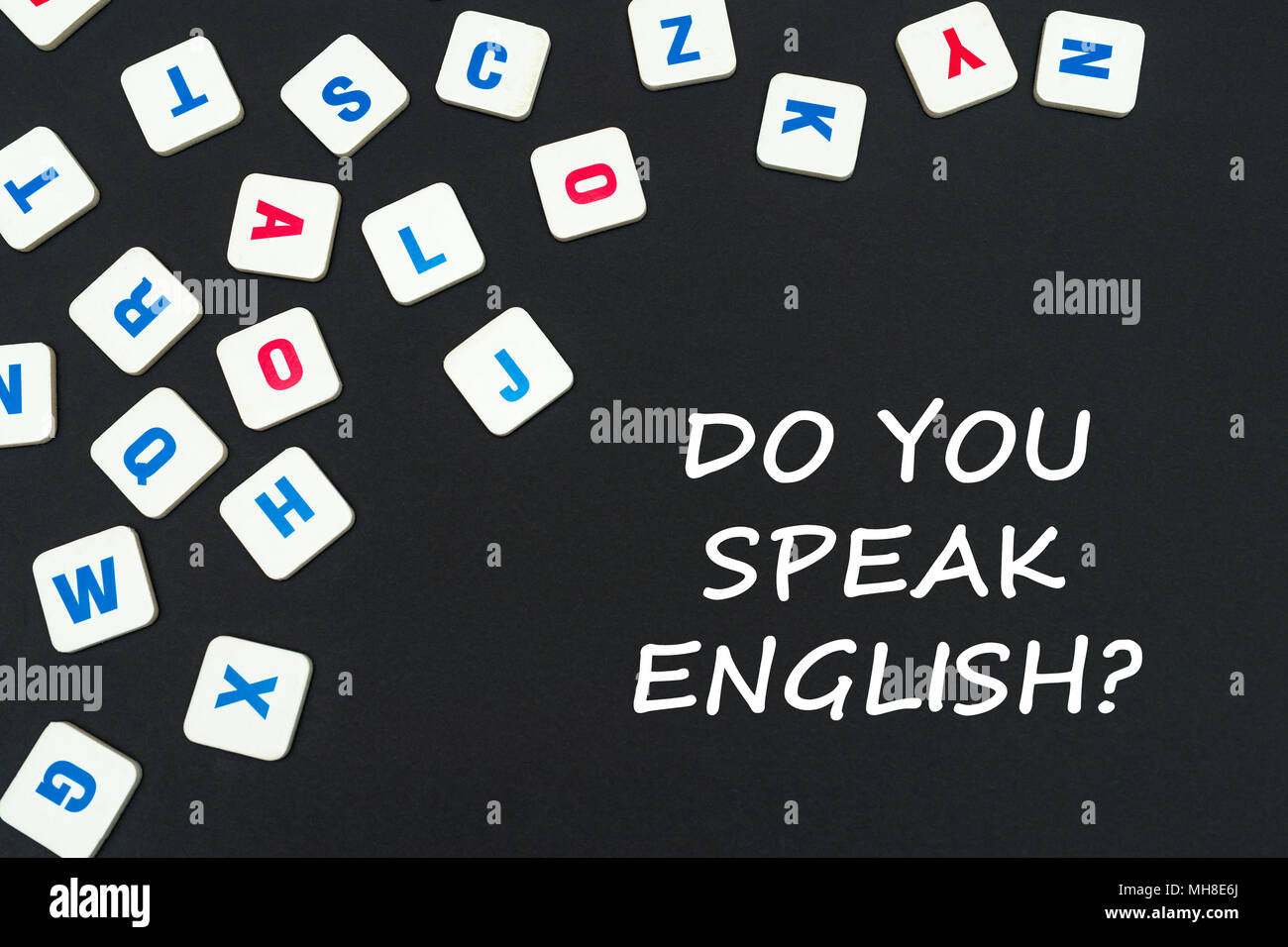 english school concept, text do you speak english, colored square ...