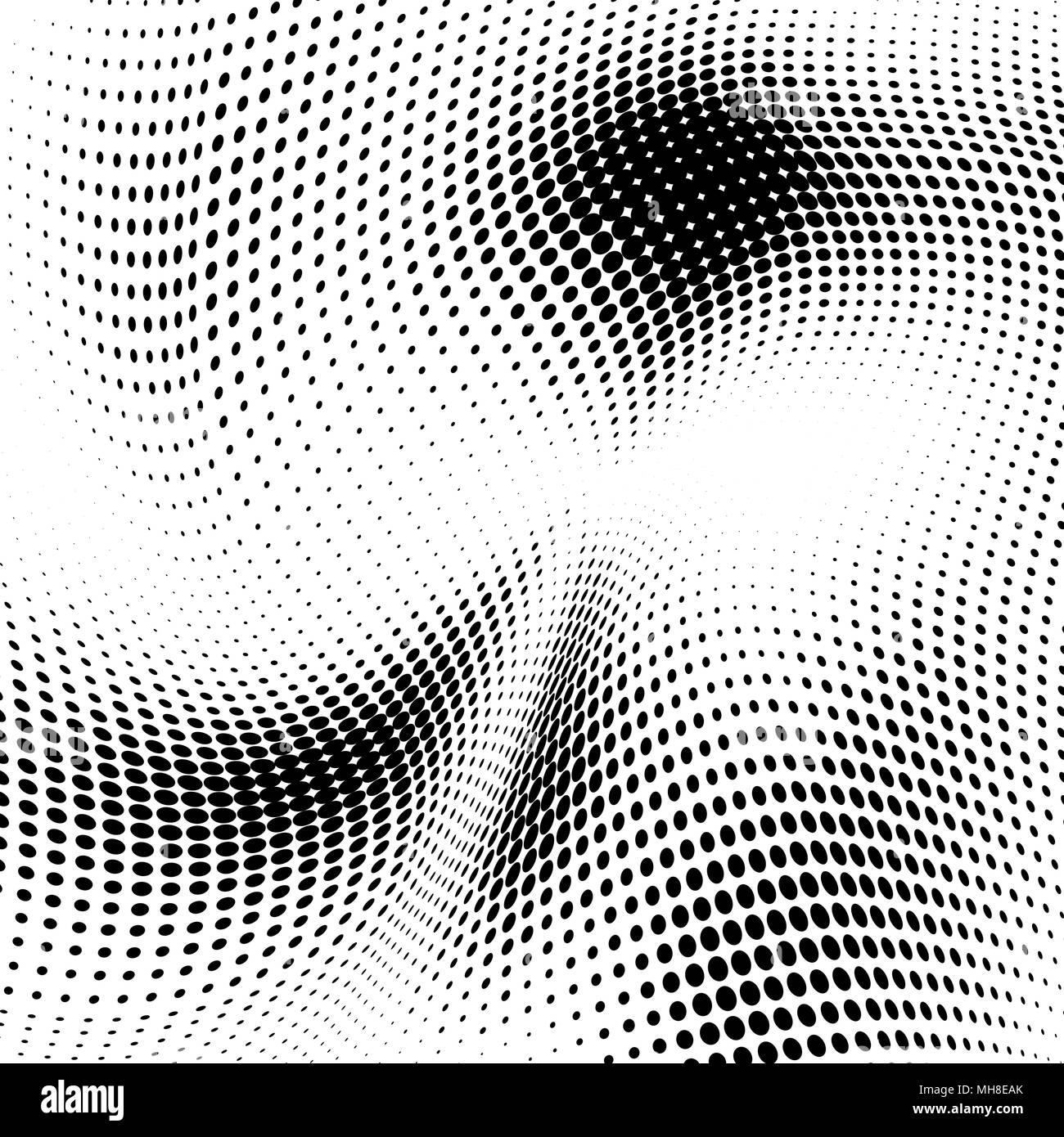 Abstract Wavy Black and White Halftone Texture. Vector black and white ...