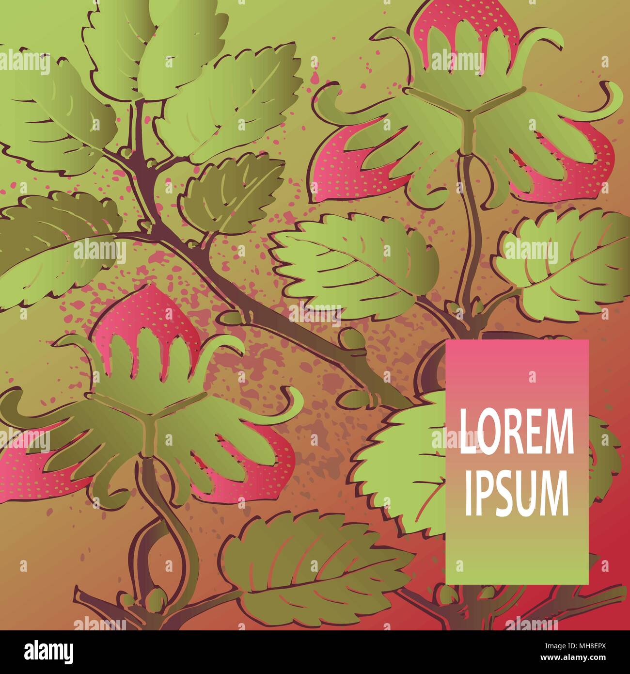 Strawberry pattern design templates product. Hand drawn red berry. Cute ...