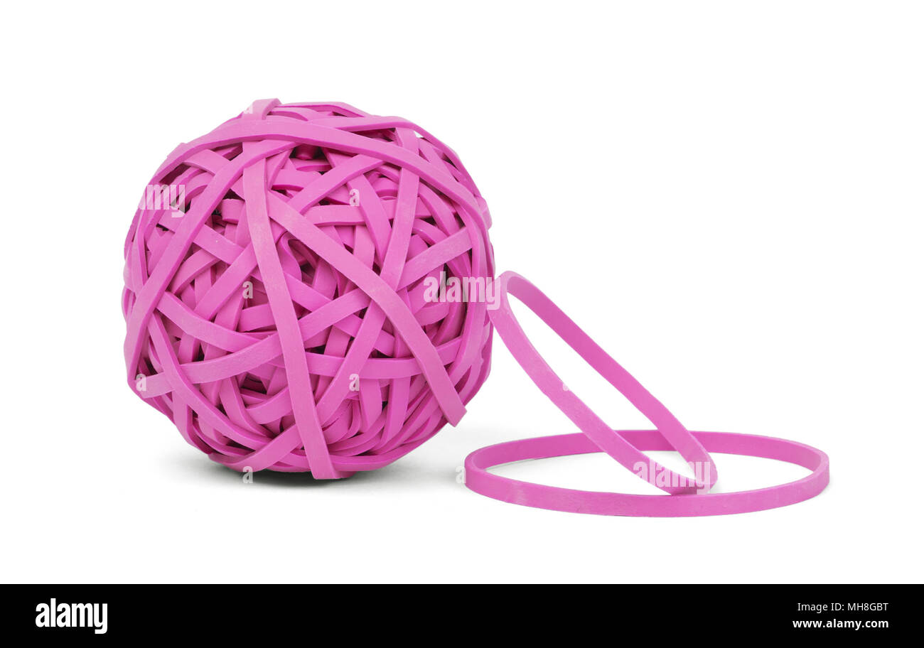 Rubber band ball, isolated on a white background Stock Photo - Alamy