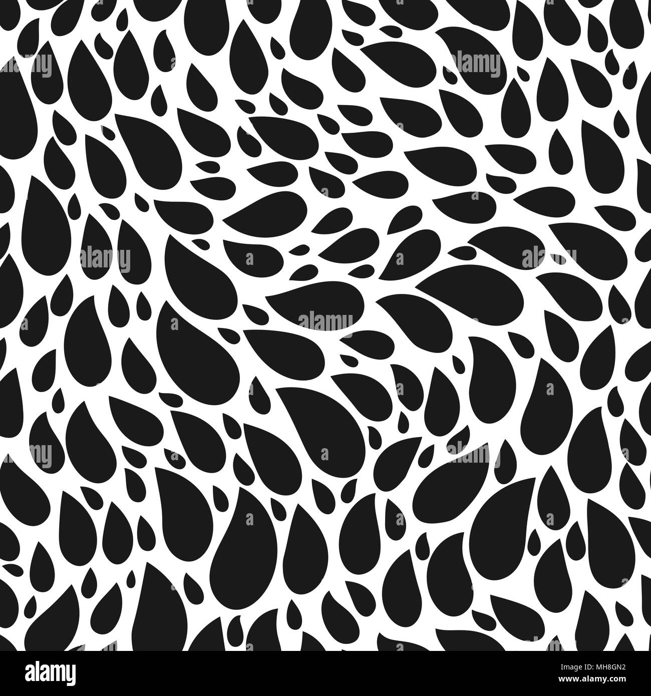 Abstract seamless drop pattern. Monochrome black and white texture ...