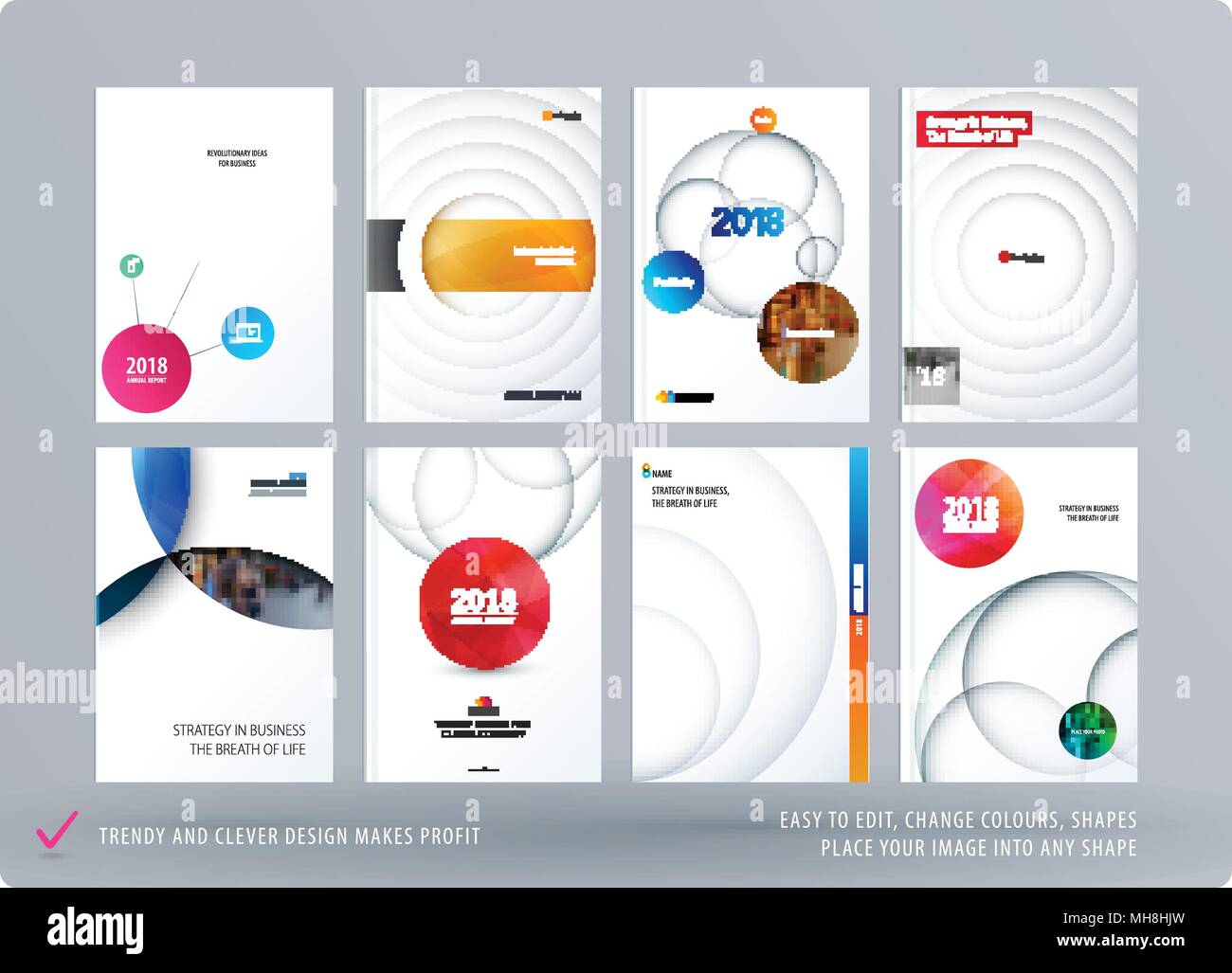 Brochure design paper-cut template. Colourful creative abstract set ...