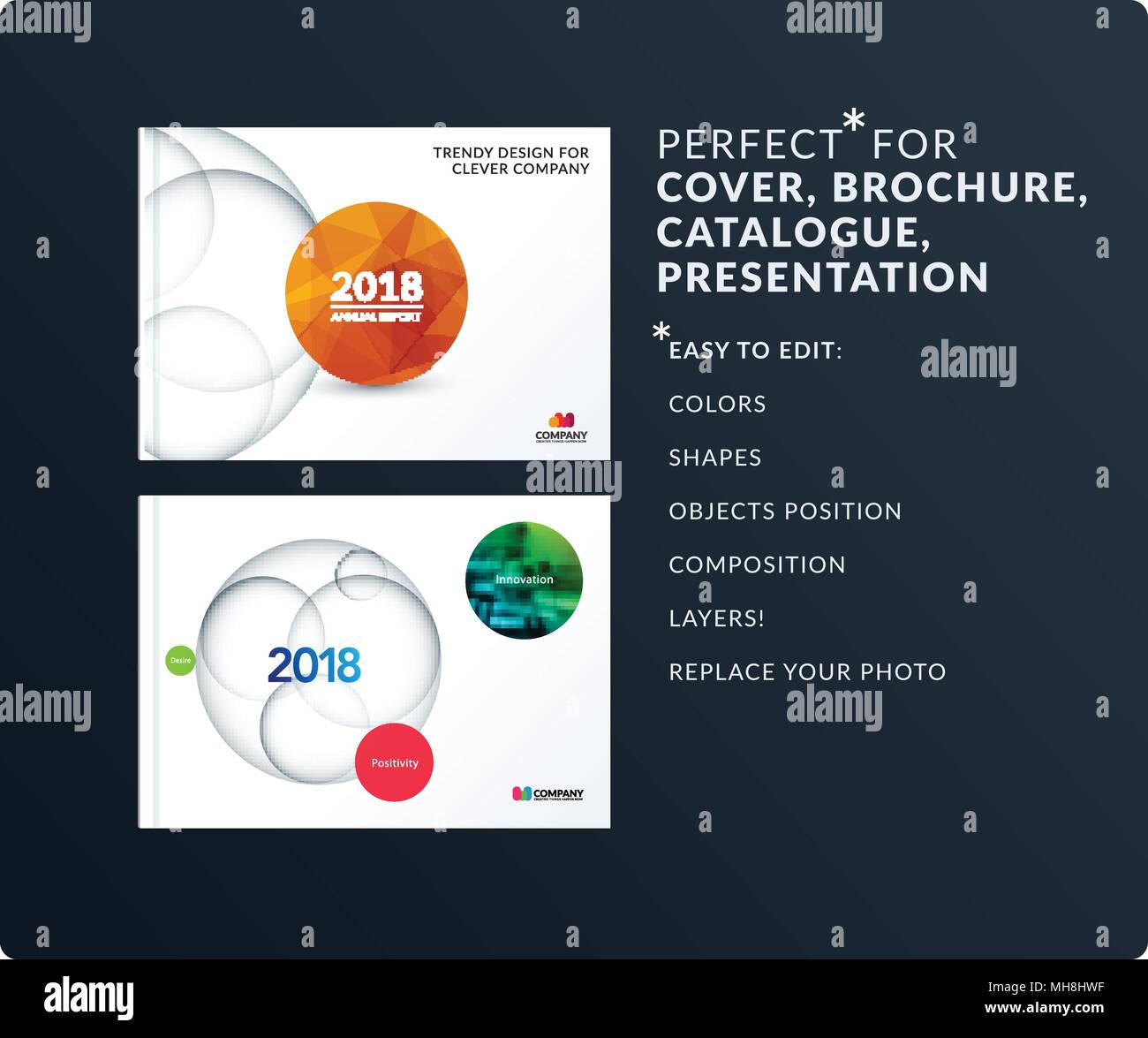 Material design presentation template with colourful circles ...