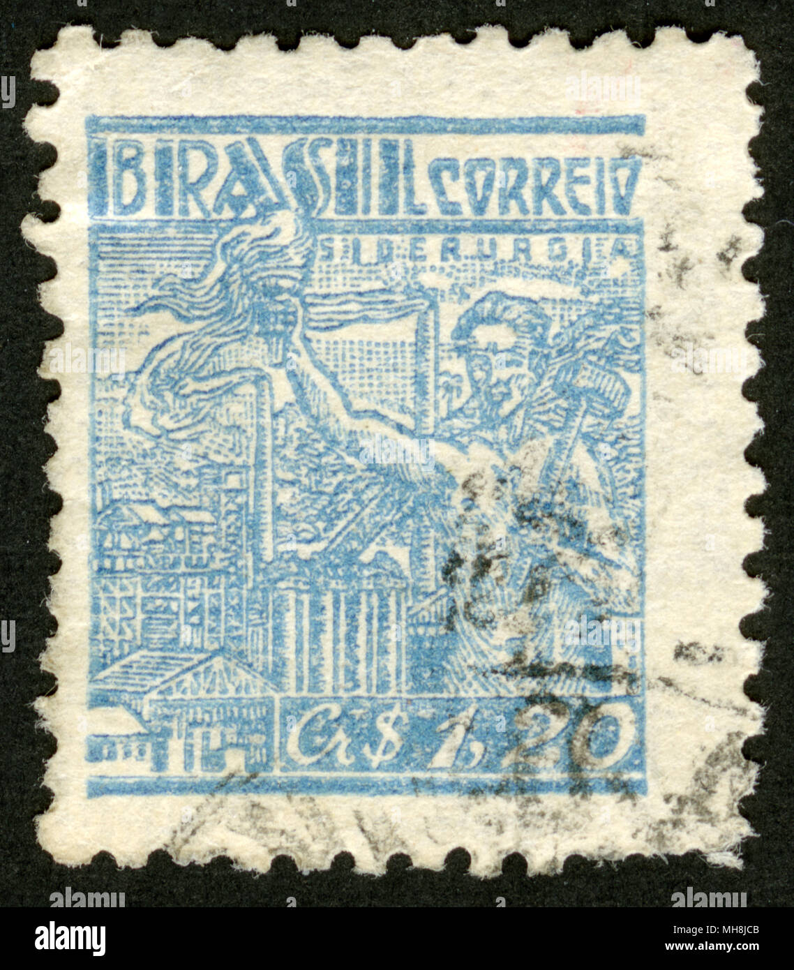 stamp printed in Brazil Stock Photo - Alamy