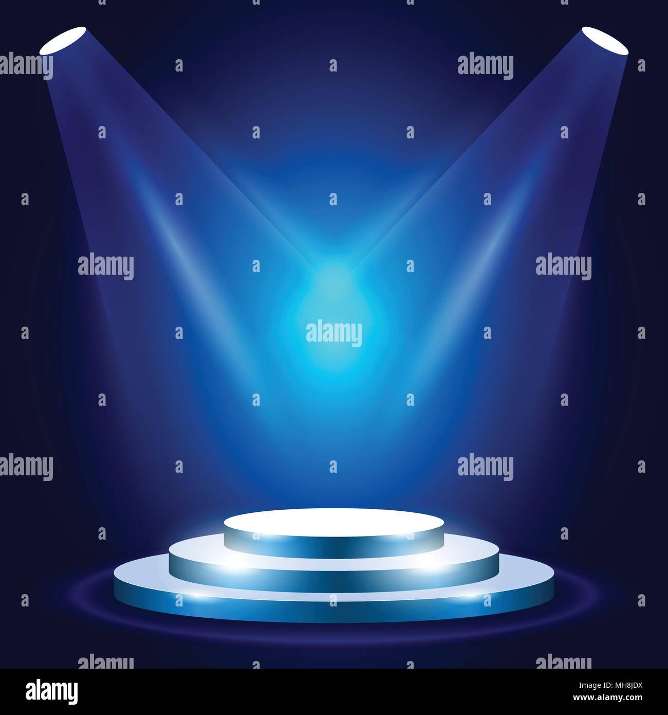 Stage or podium with spotlighting - award ceremony stage, blue podium ...