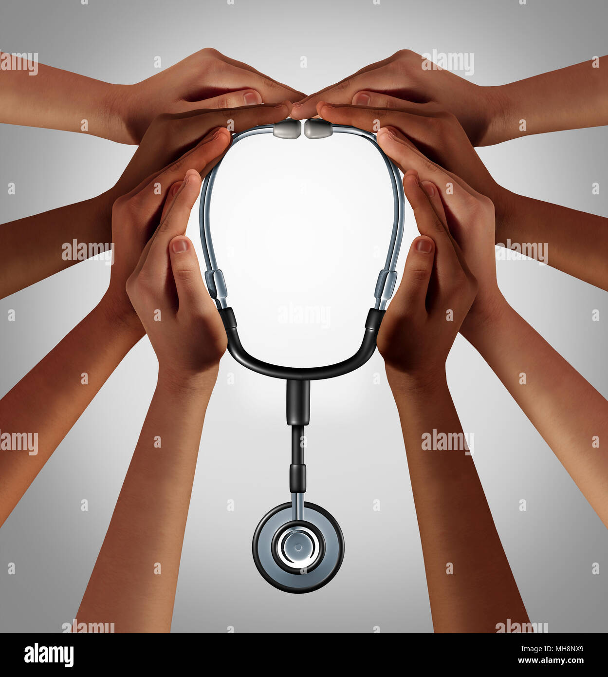 Hospital people working together as a medical teamwork symbol with ...