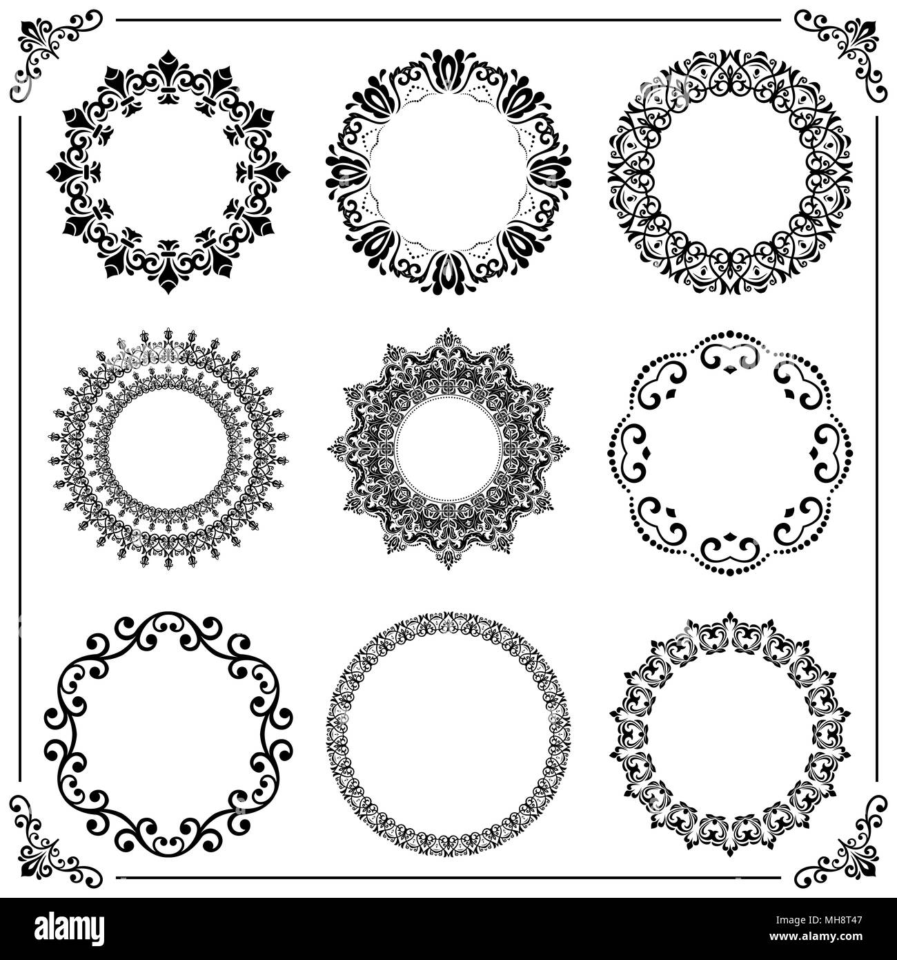 Vintage Set of Round Elements Stock Photo - Alamy
