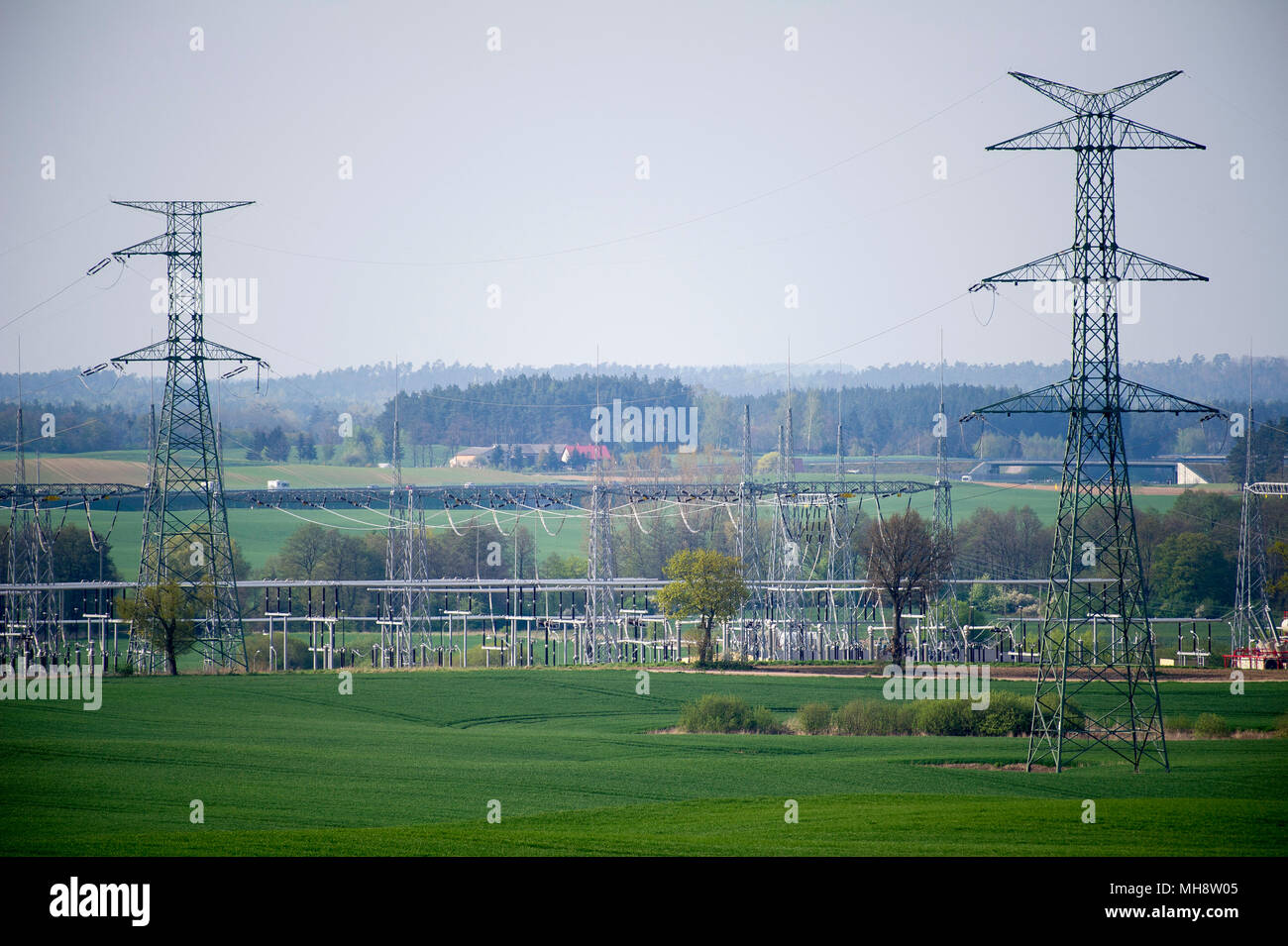 High voltage power lines in Pelplin, Poland April 28th 2018 © Wojciech ...