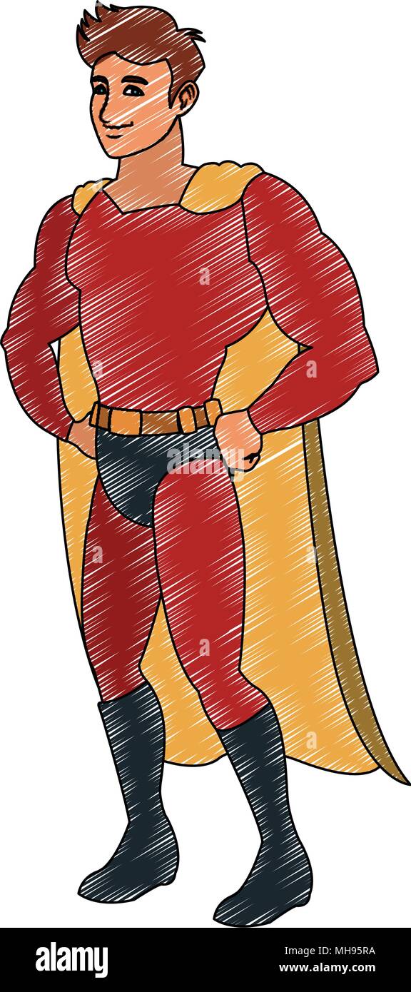 Male superhero cartoon scribble Stock Vector Image & Art - Alamy
