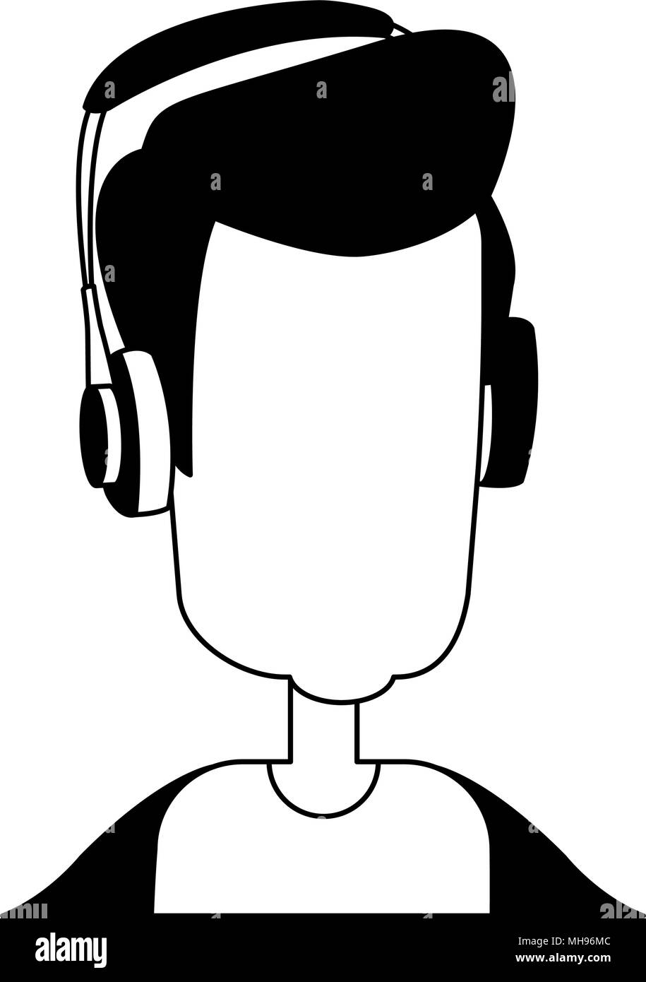Faceless man with music headphones on black and white colors Stock ...