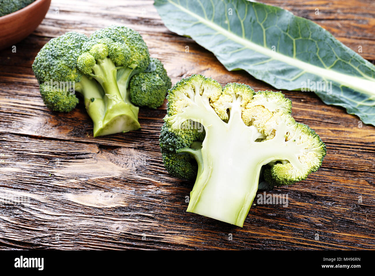 Fresh broccoli cut in half. Healthy food Stock Photo - Alamy
