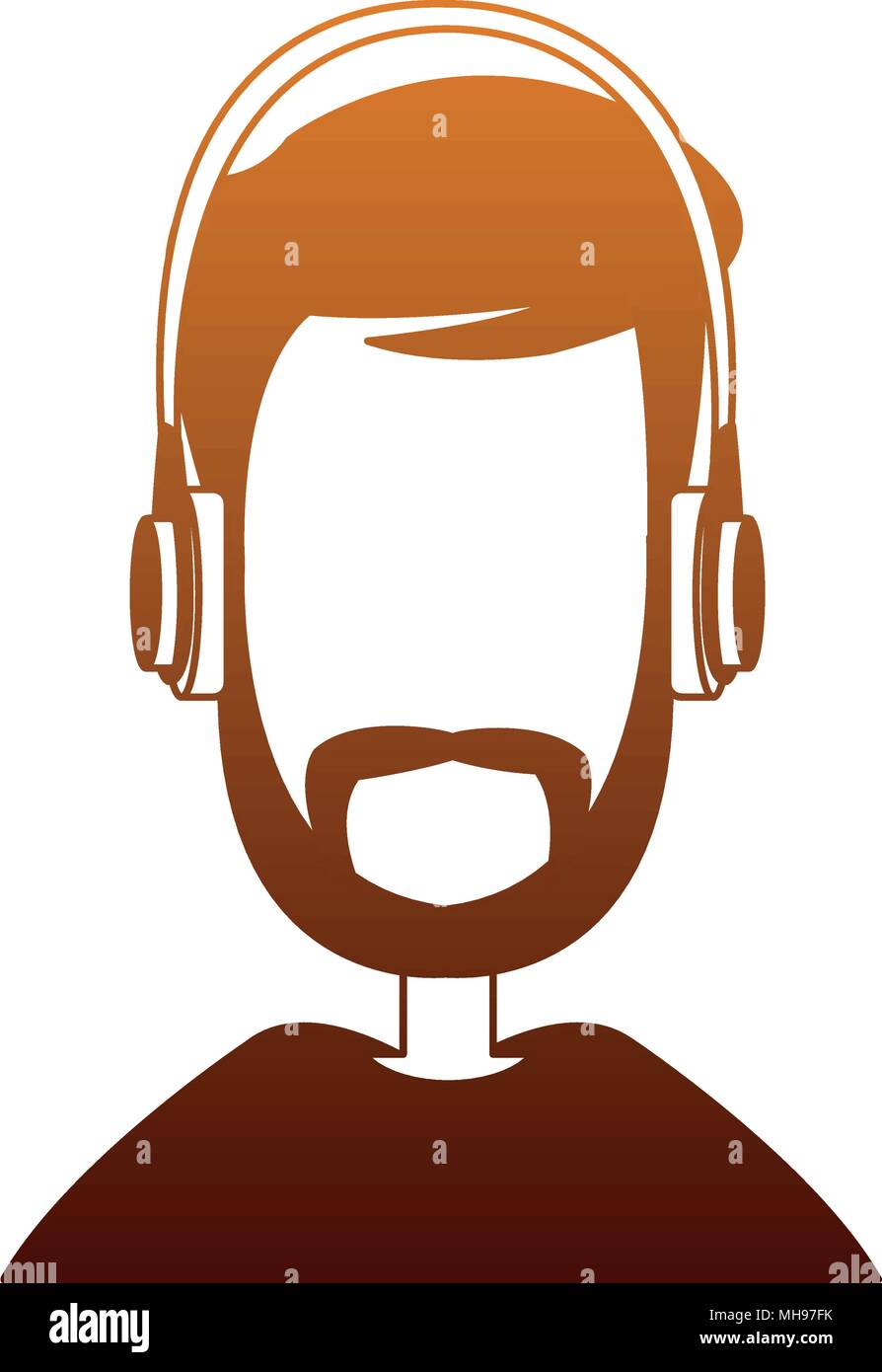 Faceless man with music headphones on orange lines Stock Vector Image ...