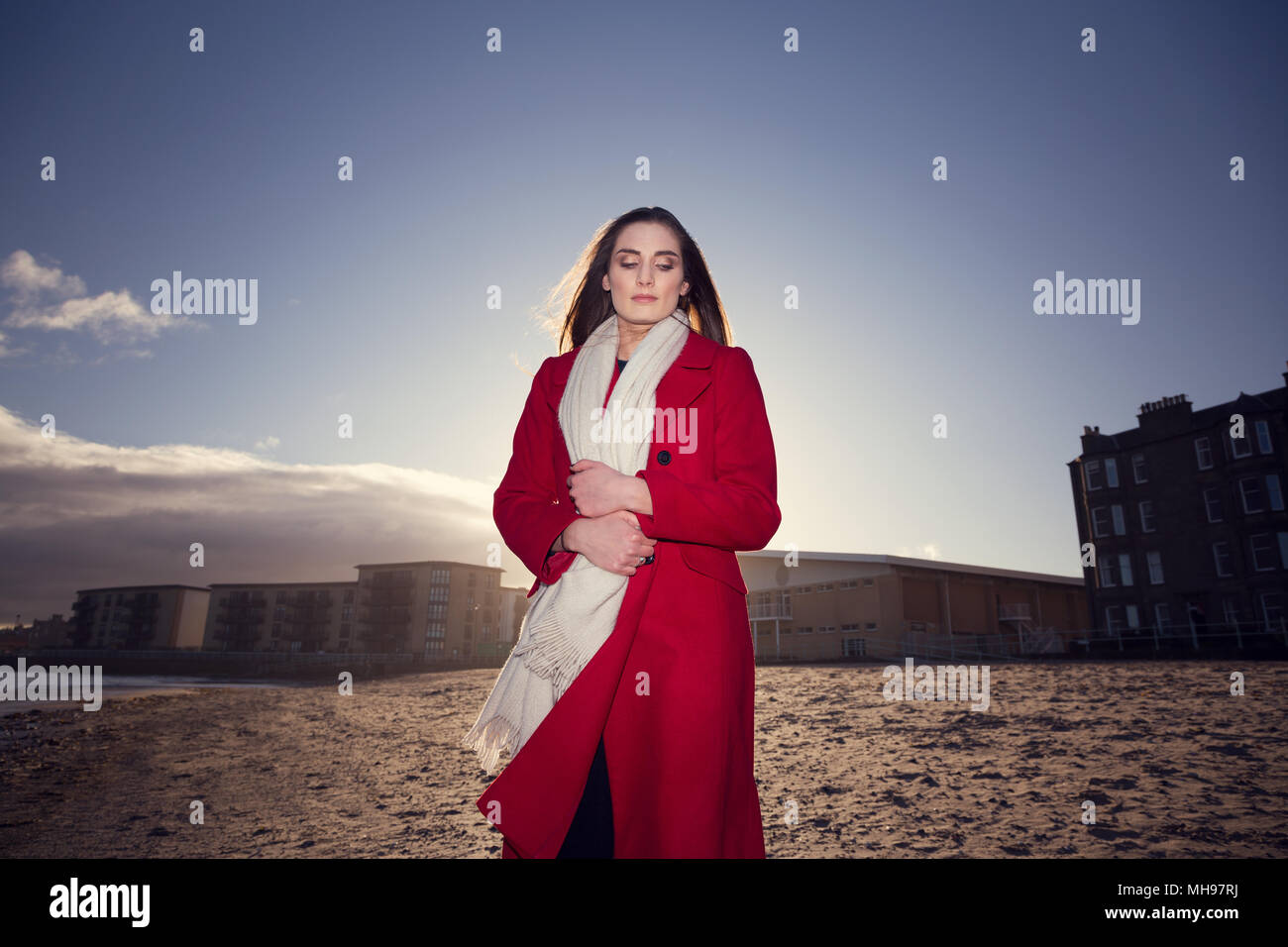 Woman at the beach, showing emotion and expression dealing with anxiety ...