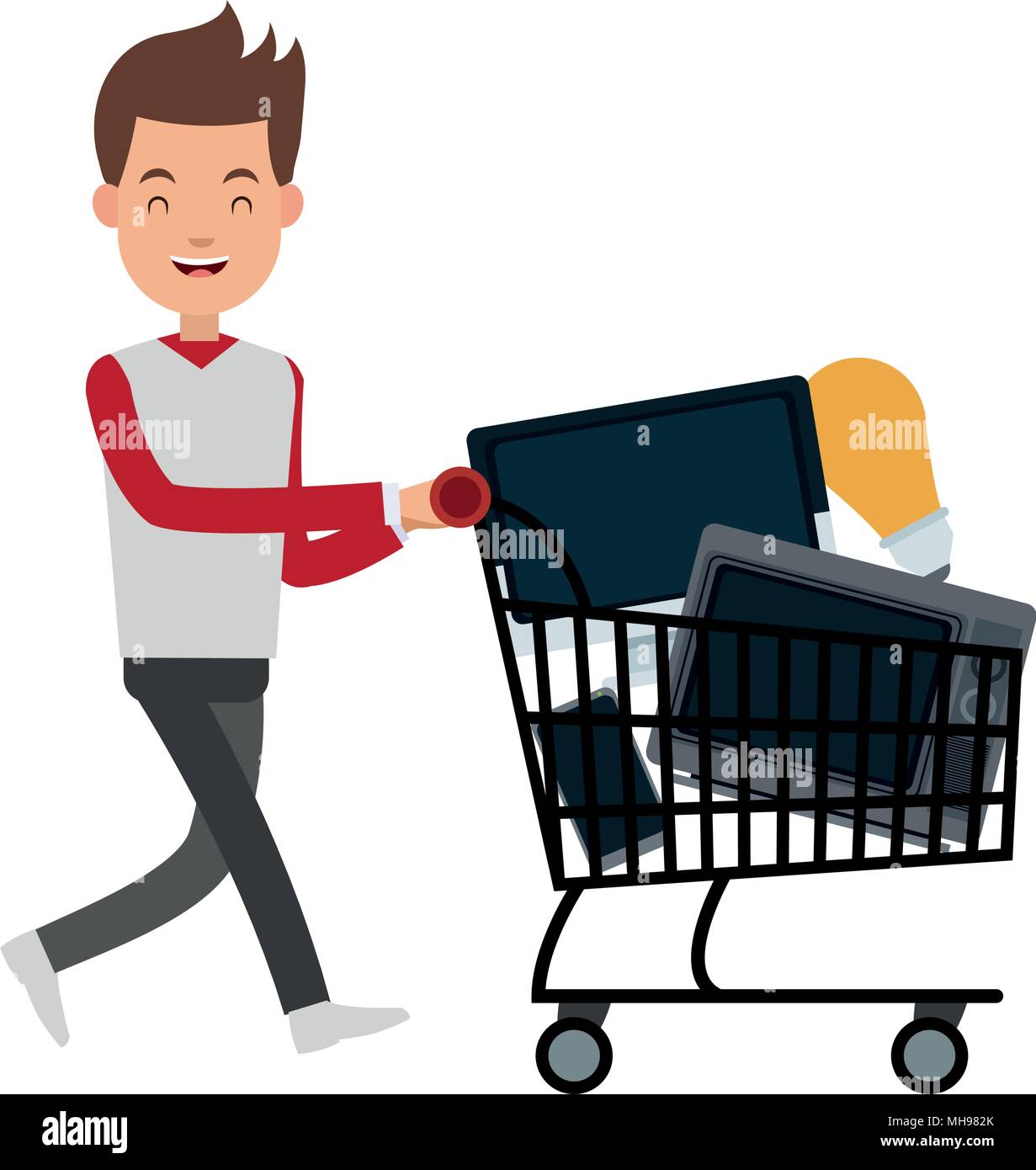 Man and television and trolley hi-res stock photography and images - Alamy