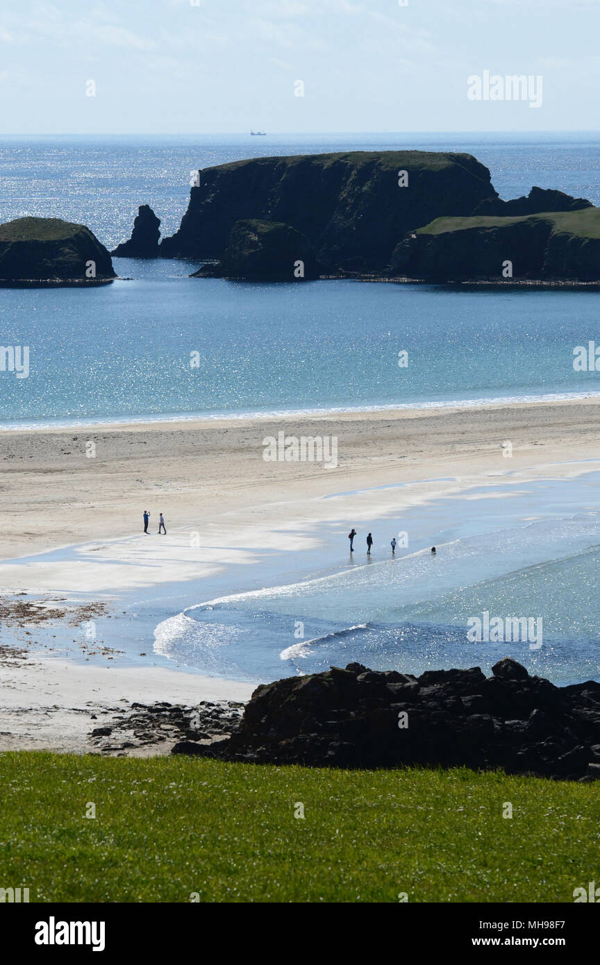 St Ninians Isle on a calm sunny day on the west side of the Shetland ...