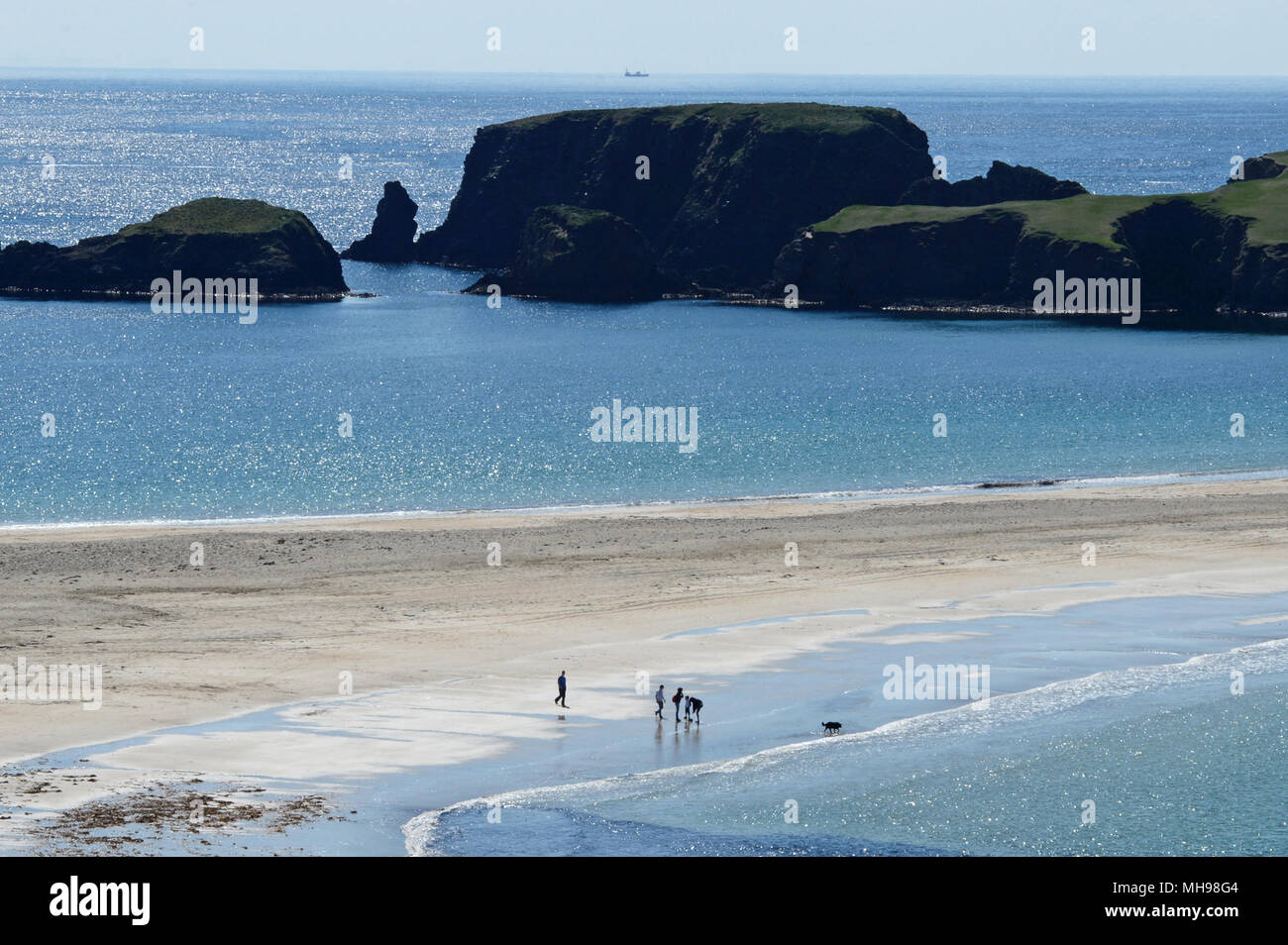 St Ninians Isle on a calm sunny day on the west side of the Shetland ...