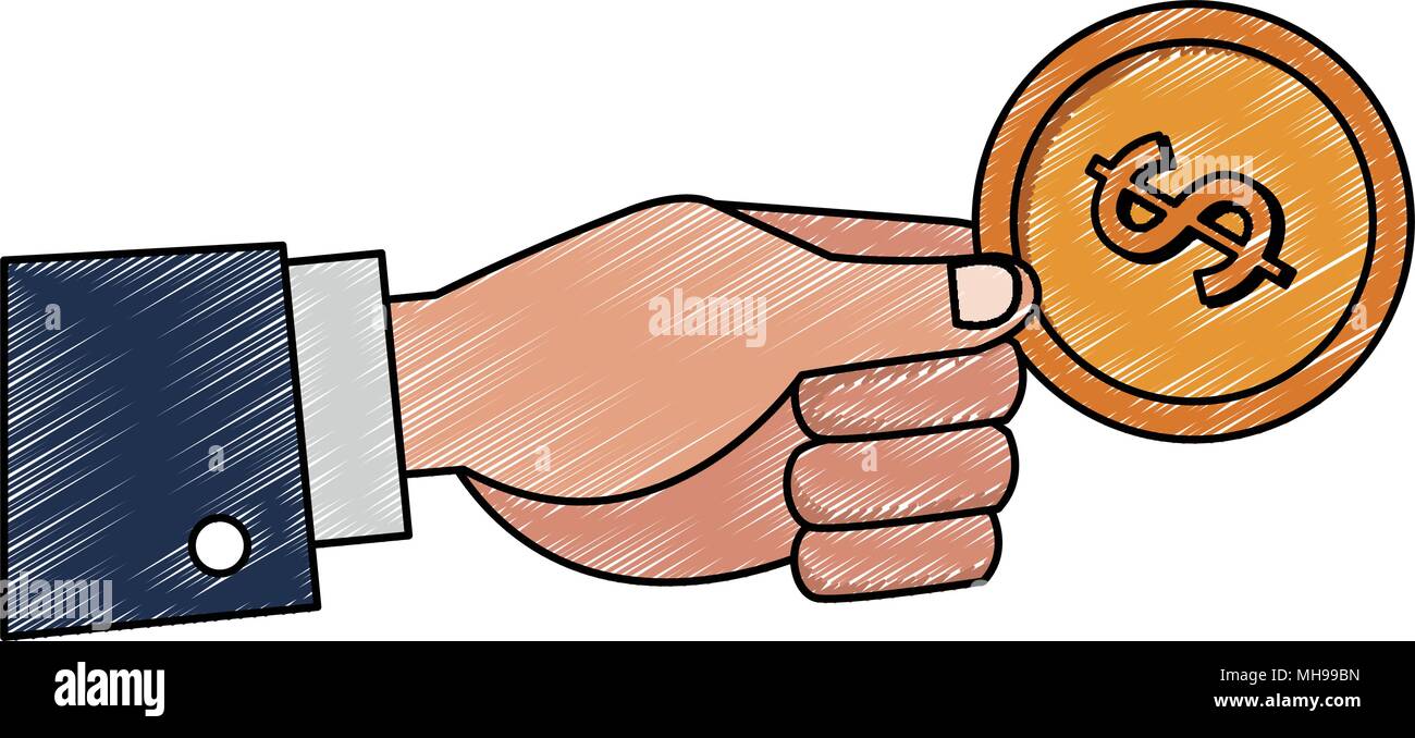 Hand holding coin scribble Stock Vector Image & Art - Alamy