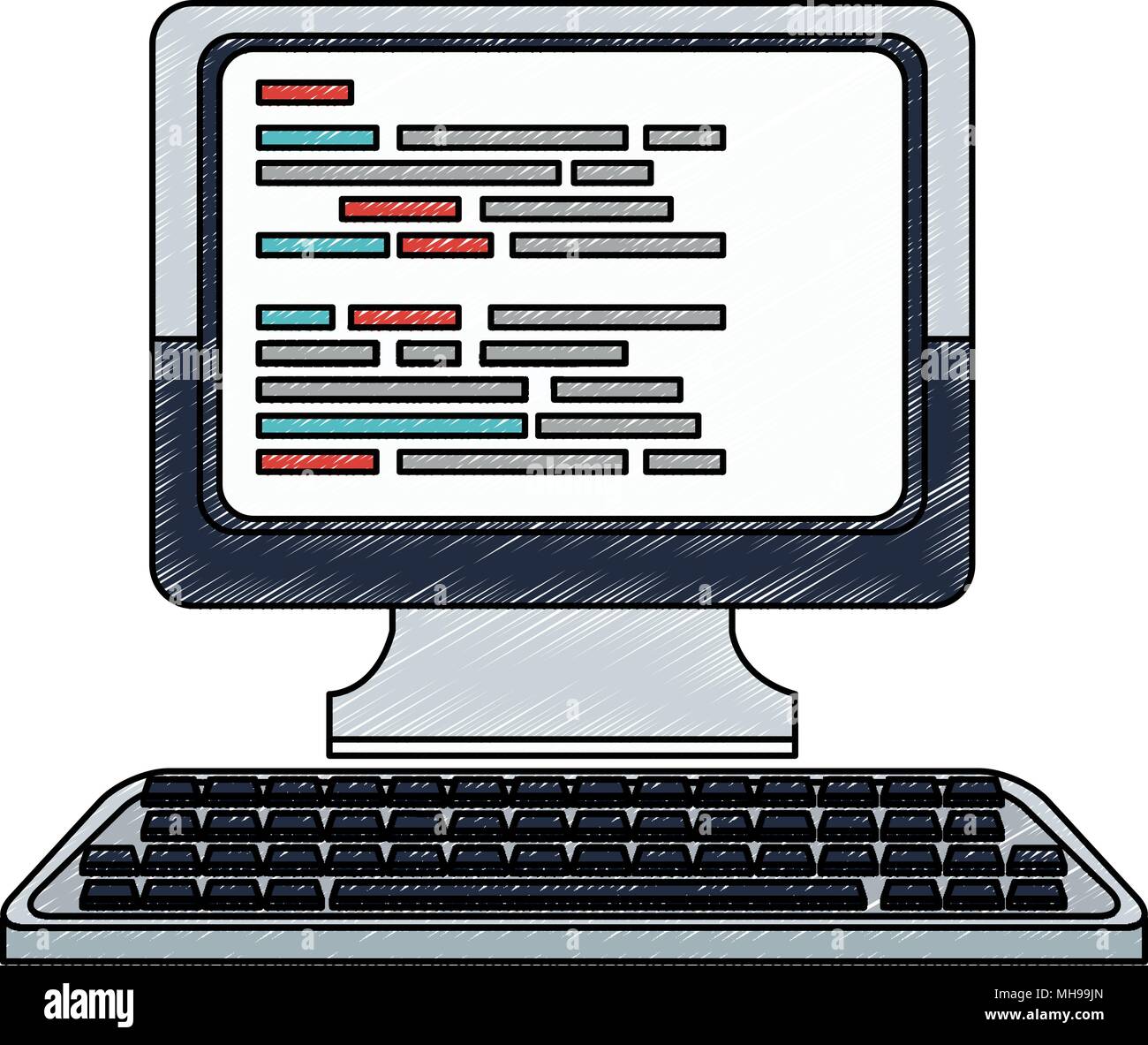 Desk computer symbol scribble Stock Vector Image & Art - Alamy
