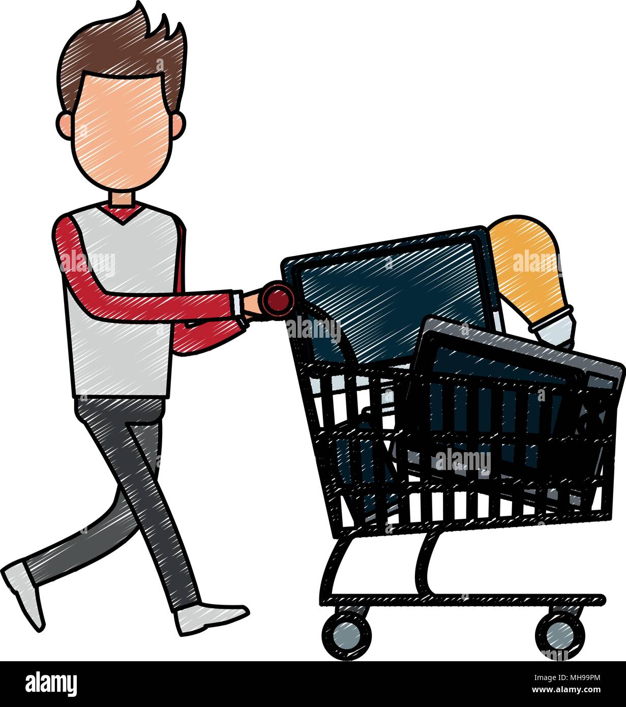 Pulling Shopping Trolley Stock Photos & Pulling Shopping Trolley Stock ...
