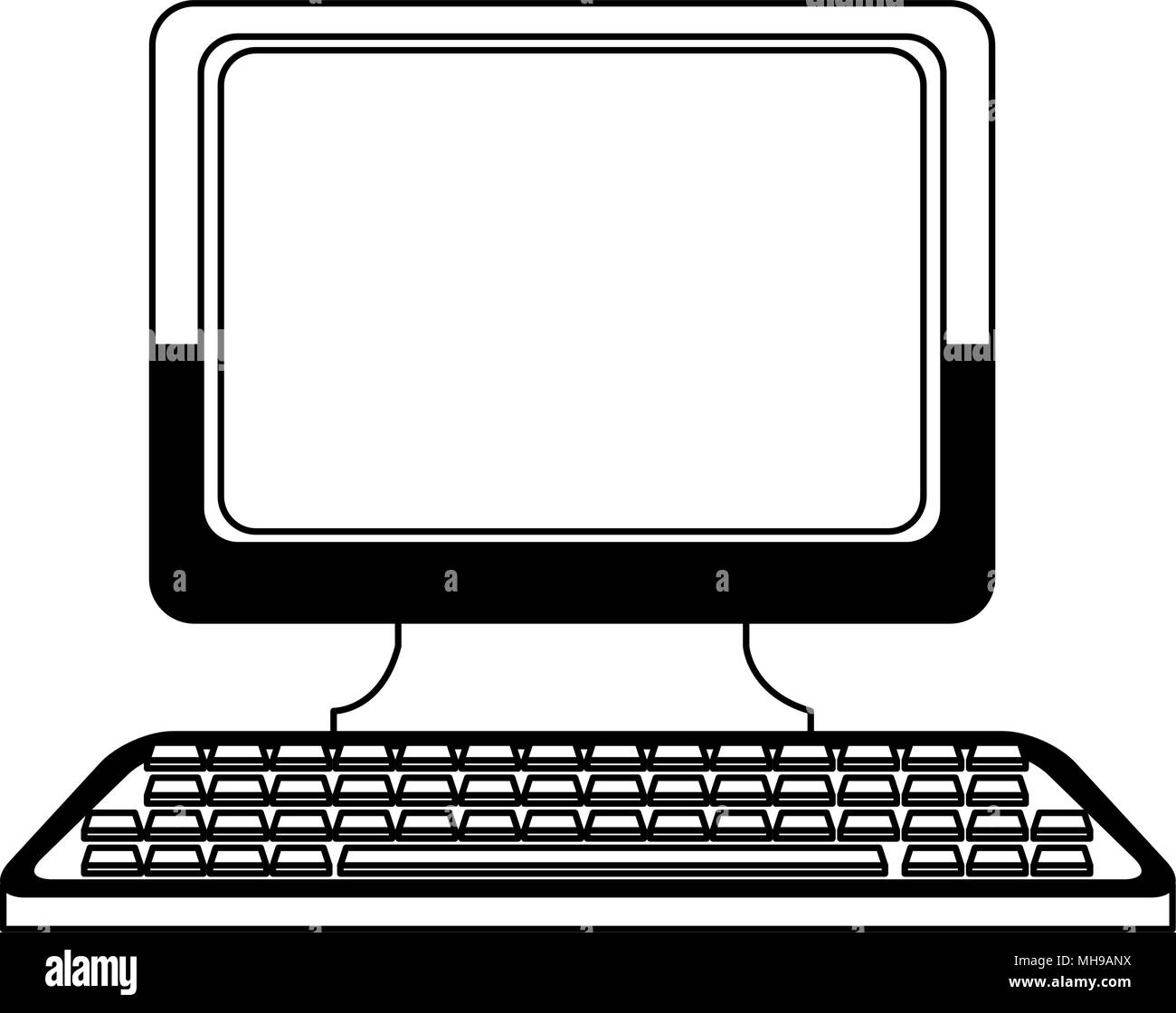 Desk computer symbol on black and white colors Stock Vector Image & Art ...