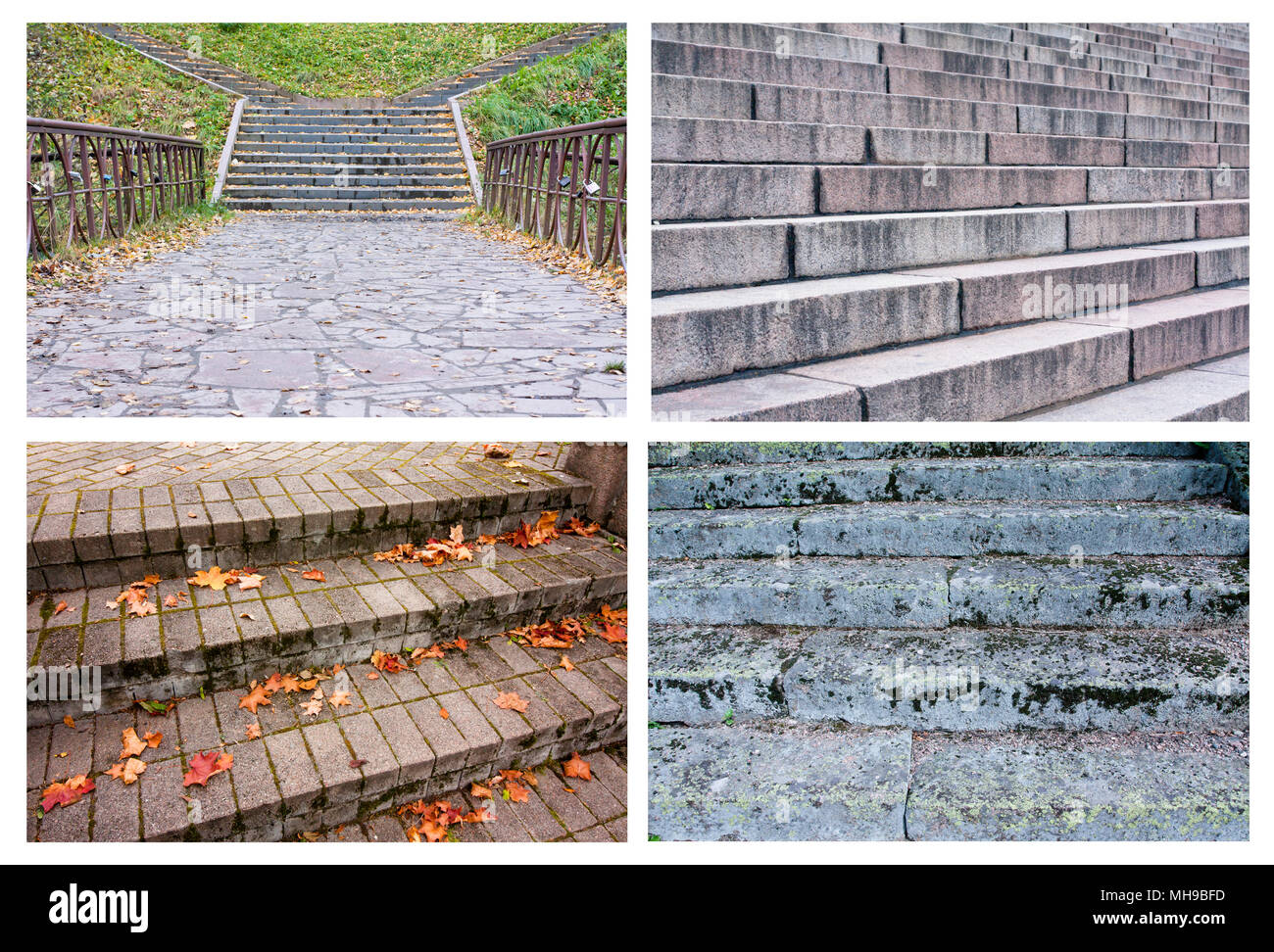 Collage of beautiful texture of grey stairs Stock Photo - Alamy