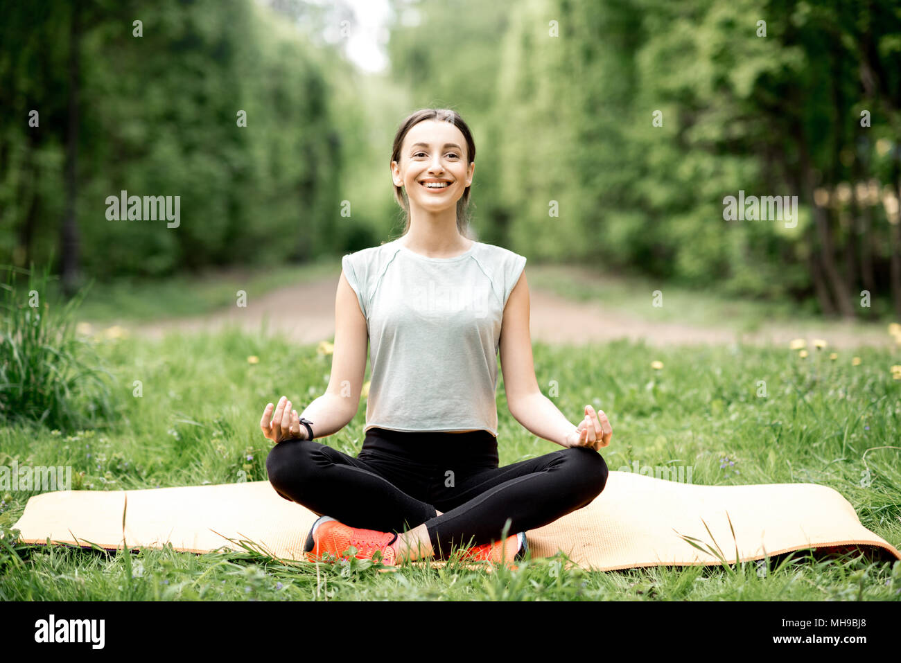 Yoga happy portrait woman hi-res stock photography and images - Alamy