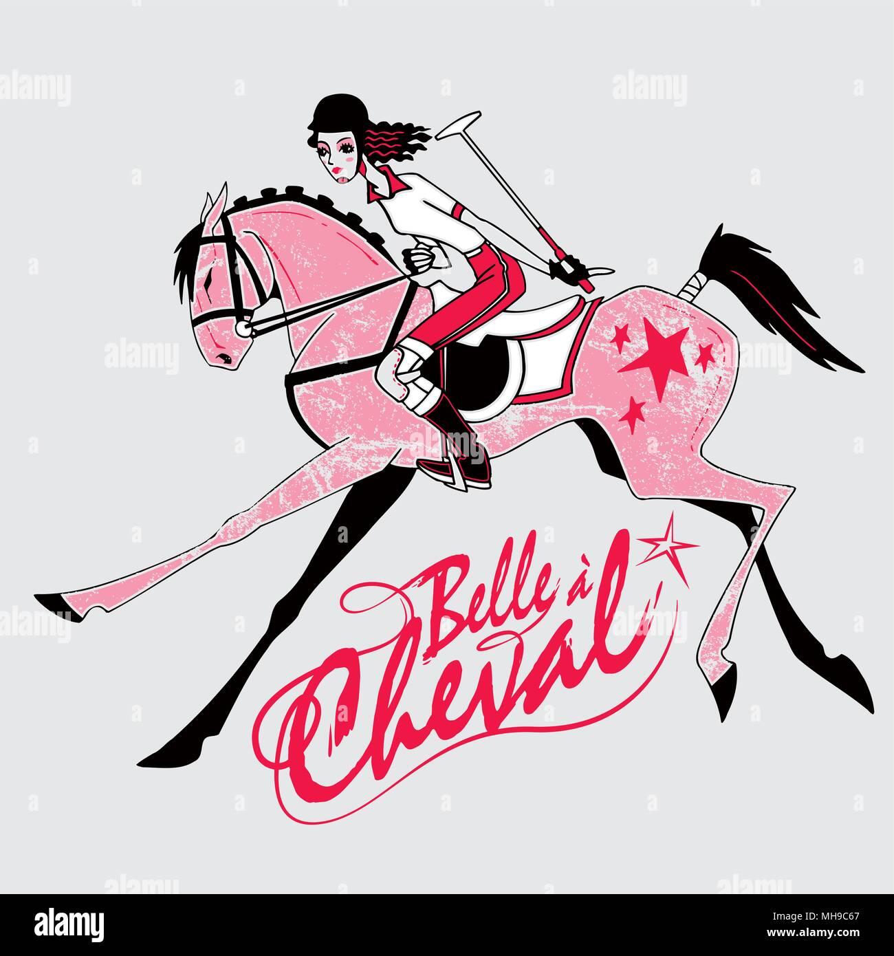 Girl riding horse. Polo horse and female player. Horseracing ...