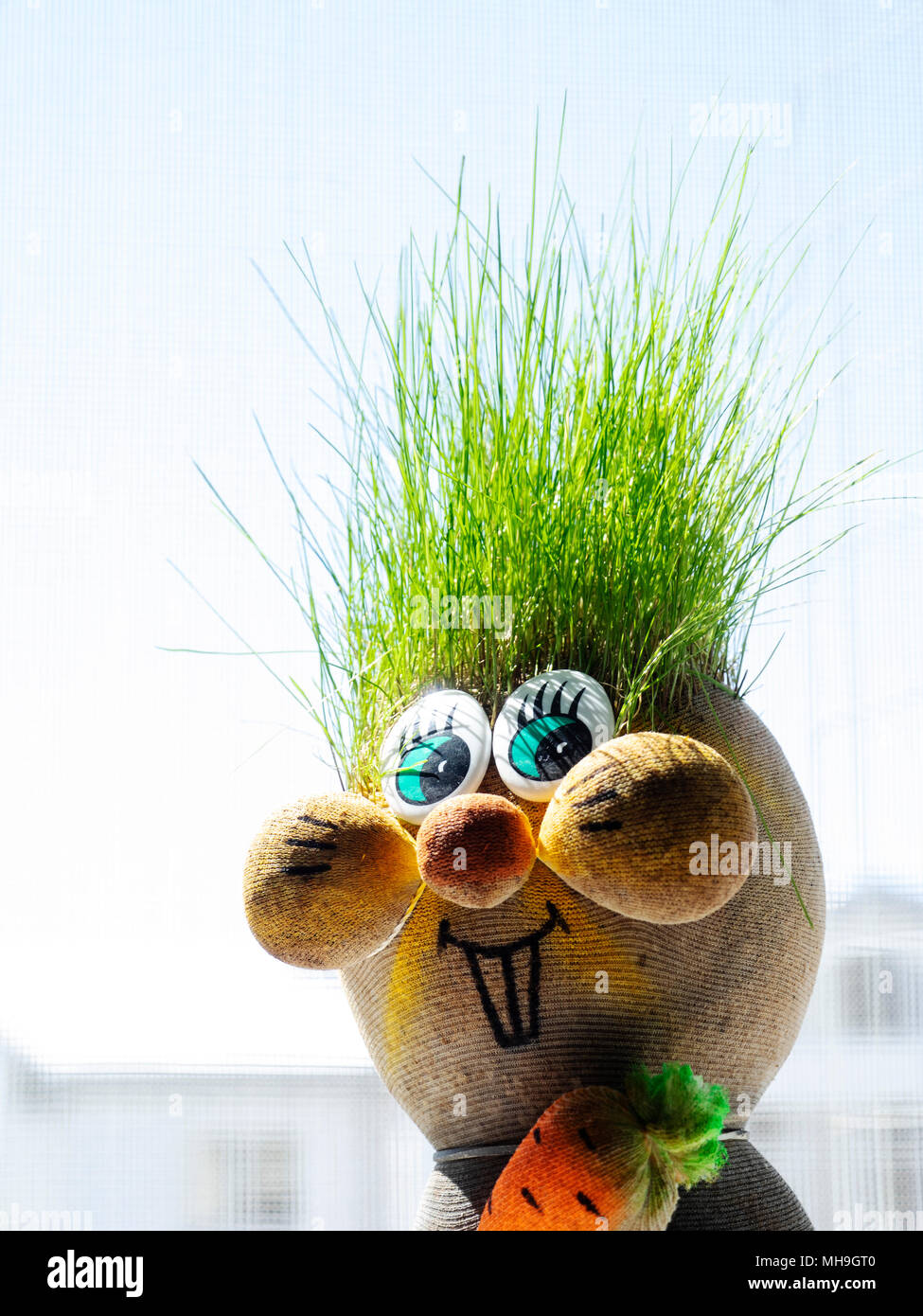 fanny doll with green grass instead of hair Stock Photo - Alamy