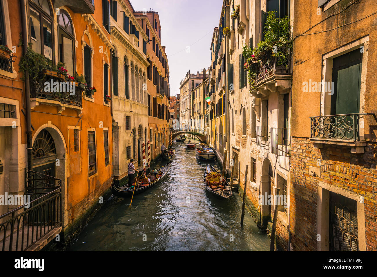 Street in Venice. Traditional canal street in Venice. Canal in Venice ...