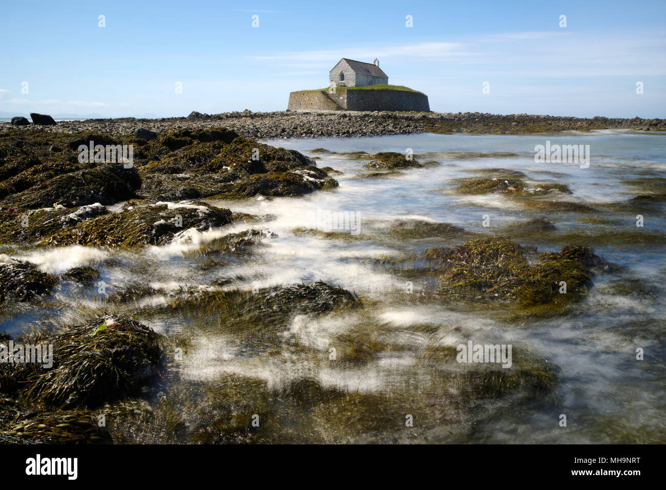 Church in the Sea, Porth Cwyfan, Anglesey, North Wales Stock Photo - Alamy
