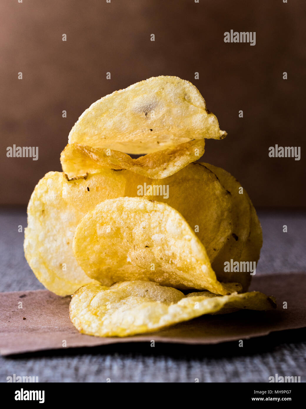Stack of potato chips. Snack concept Stock Photo - Alamy