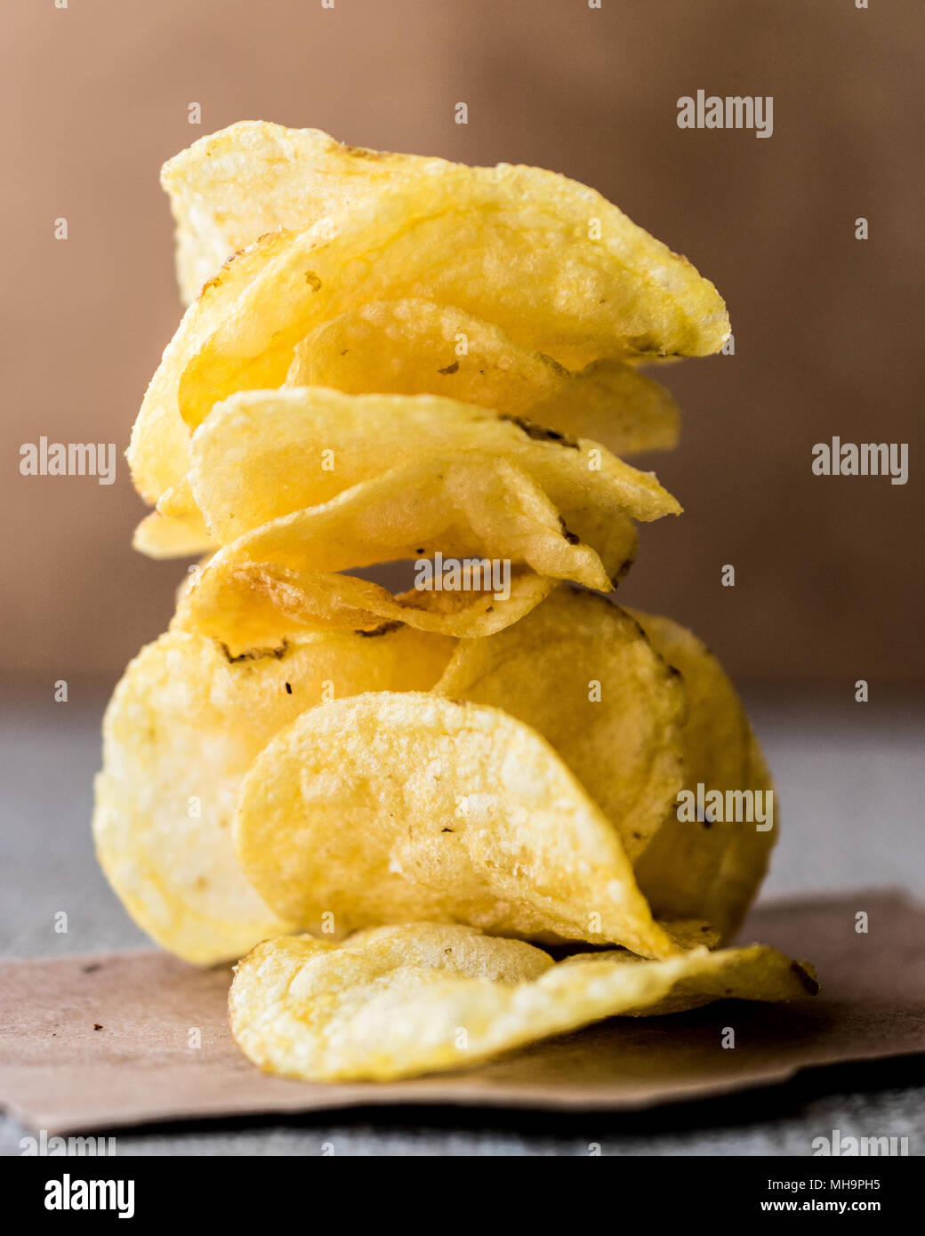 Stack of potato chips. Snack concept Stock Photo - Alamy