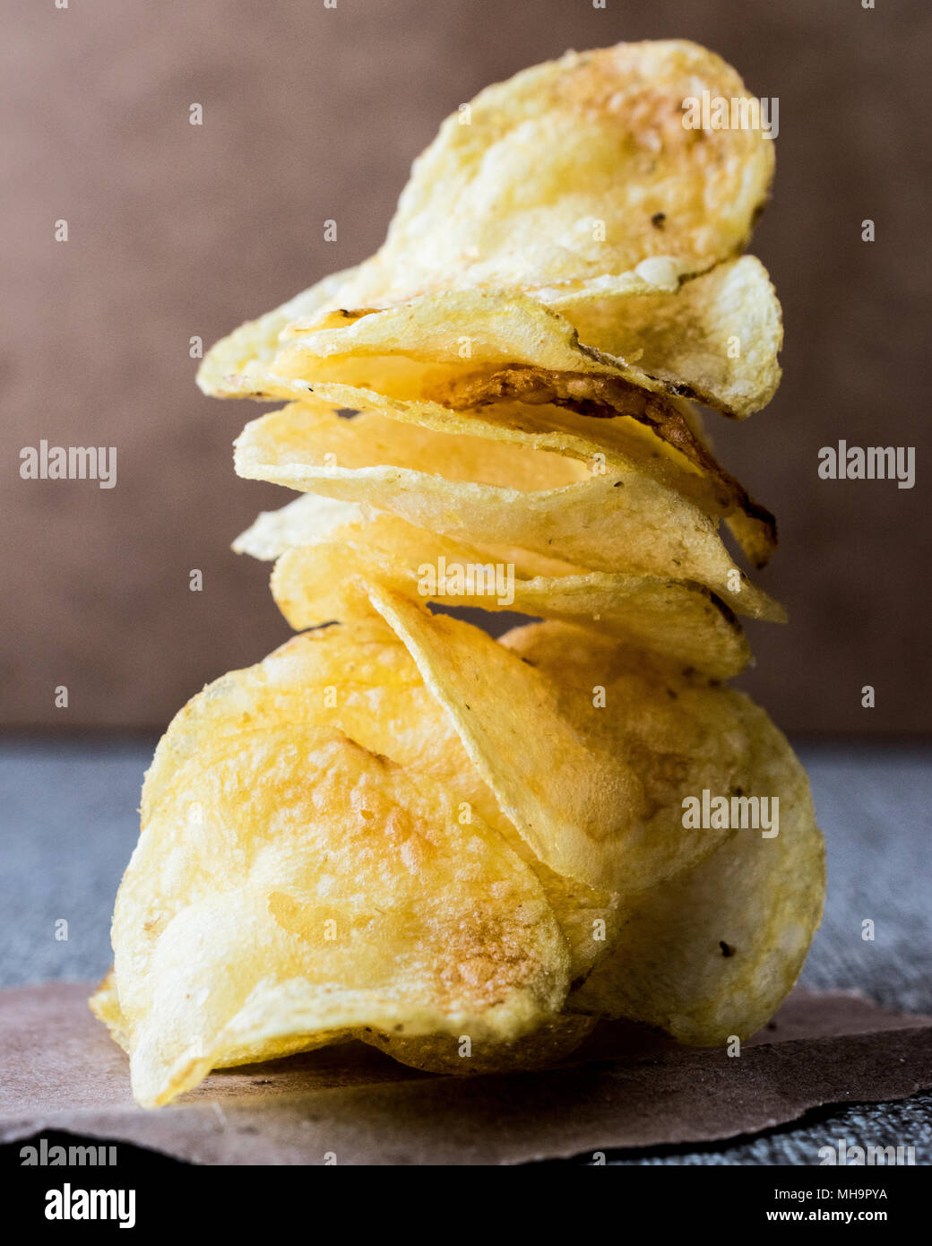 Stack of potato chips. Snack concept Stock Photo - Alamy