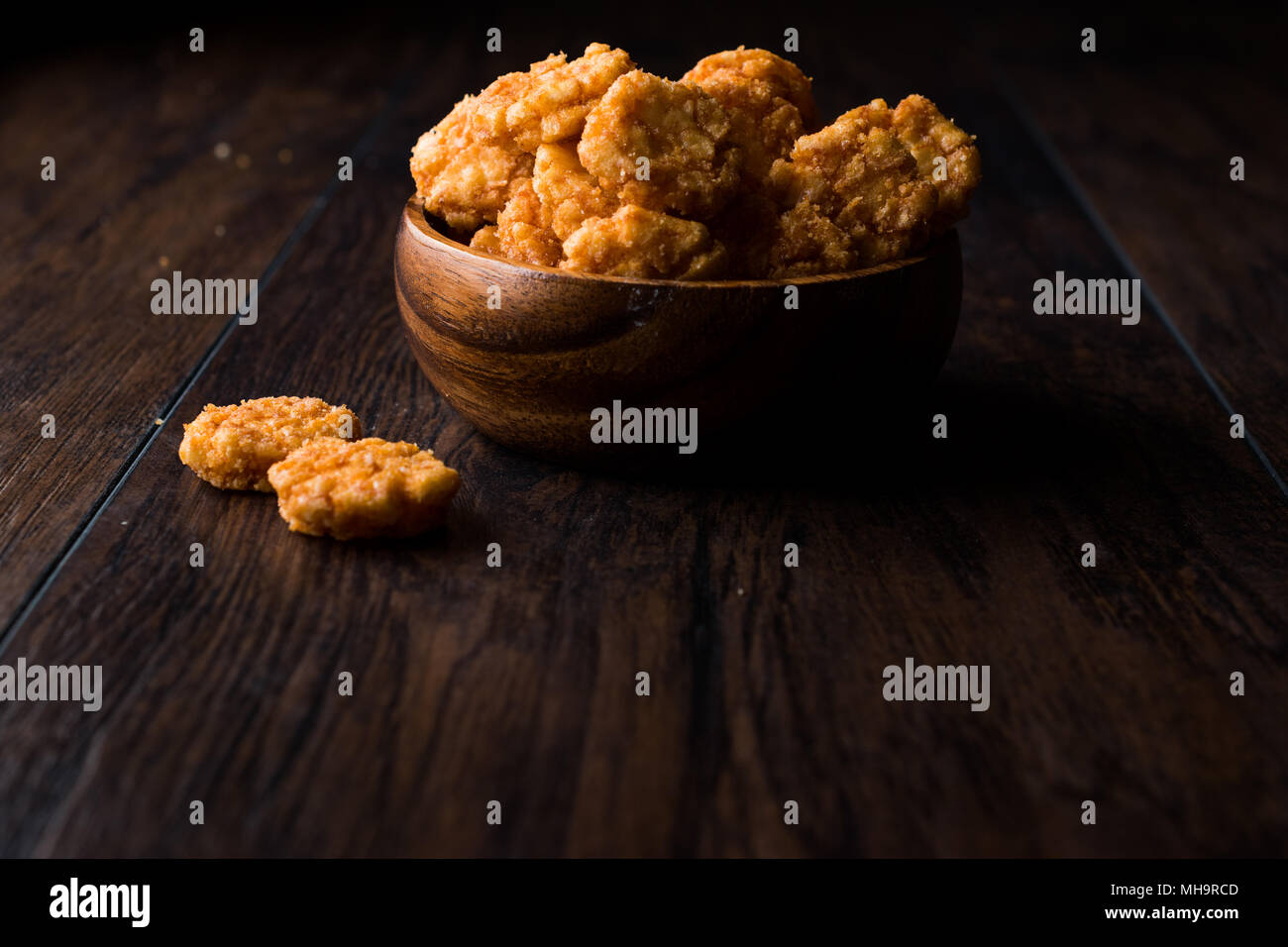 Thai Chilli Spicy Rice Crackers in wooden bowl. Organic Snacks Stock ...