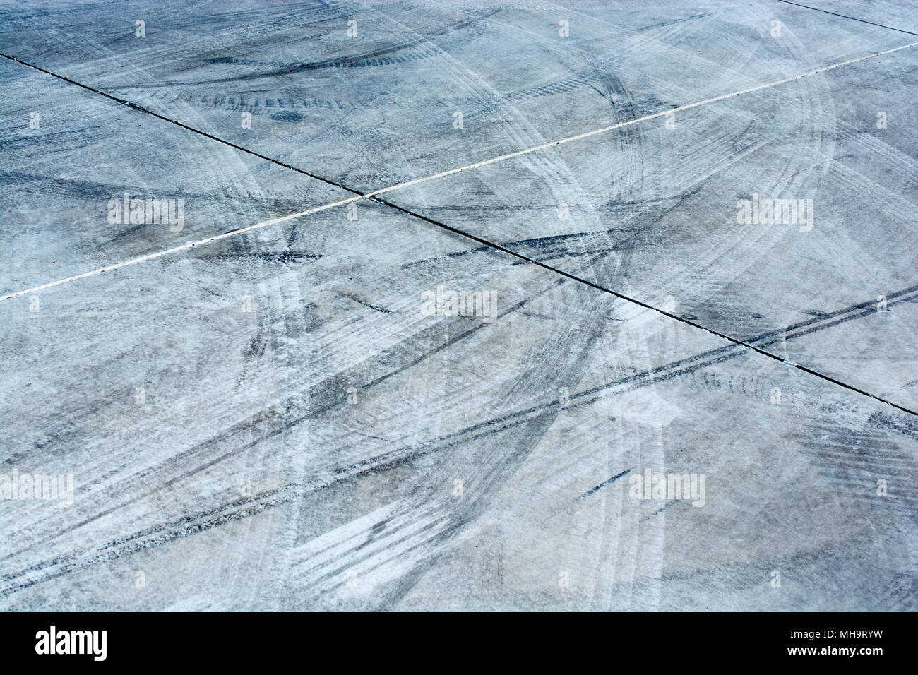 Tire tracks tire marks on Concrete as abstract grunge texture Stock ...