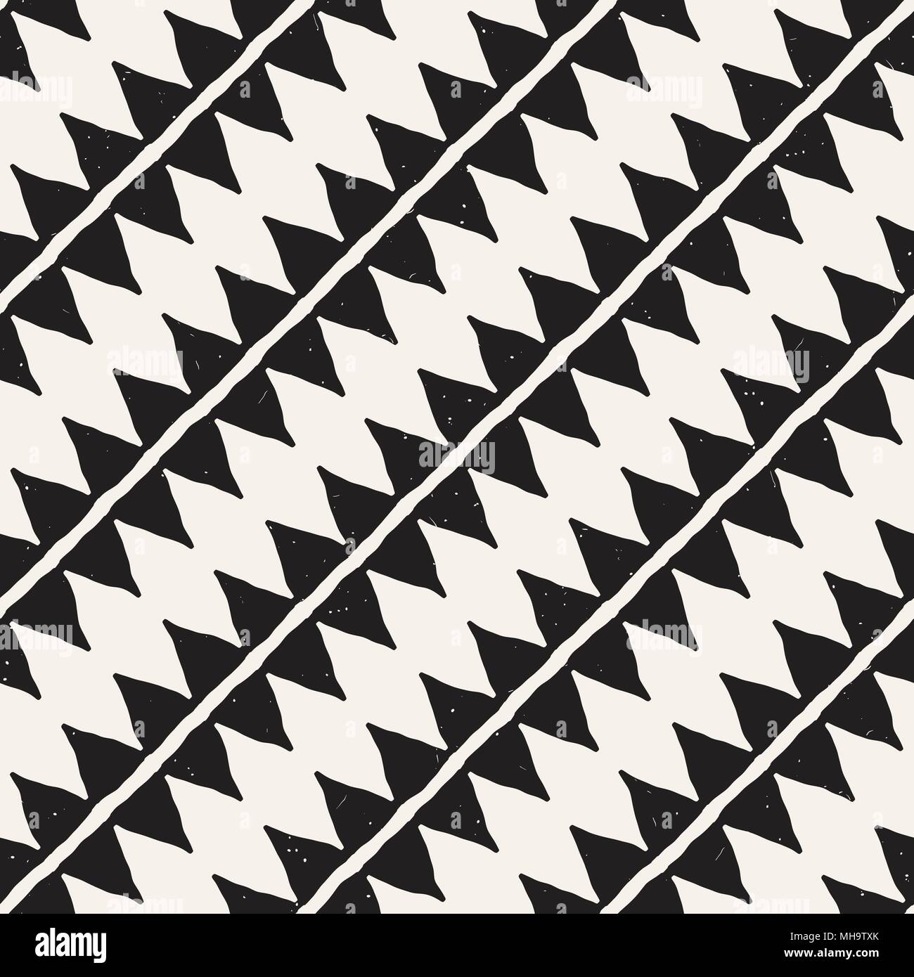 Hand drawn style abstract seamless pattern in black and white. Retro ...