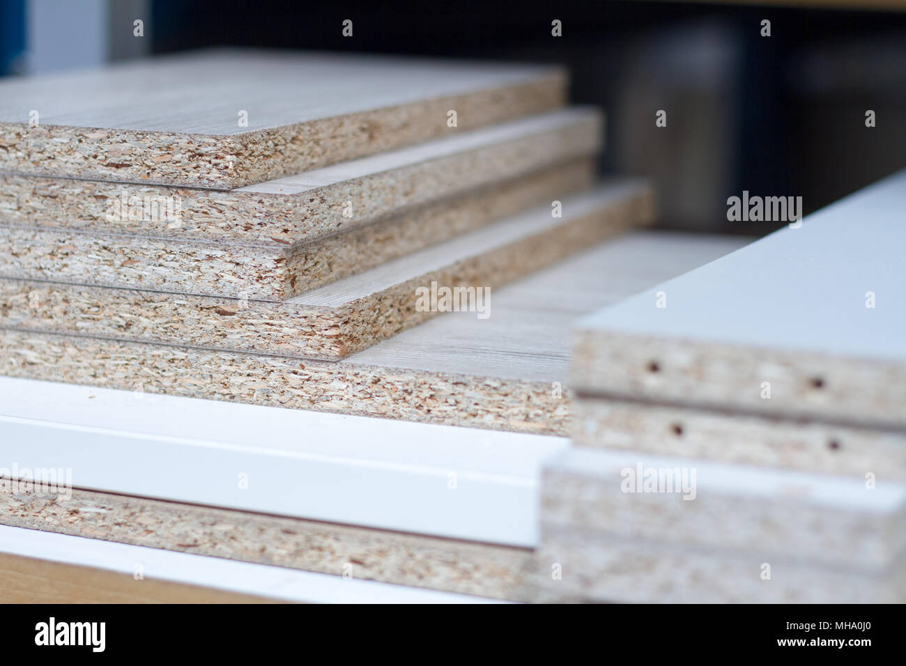 MDF, PARTICLE BOARD. Wood panels of different thicknesses and colors ...