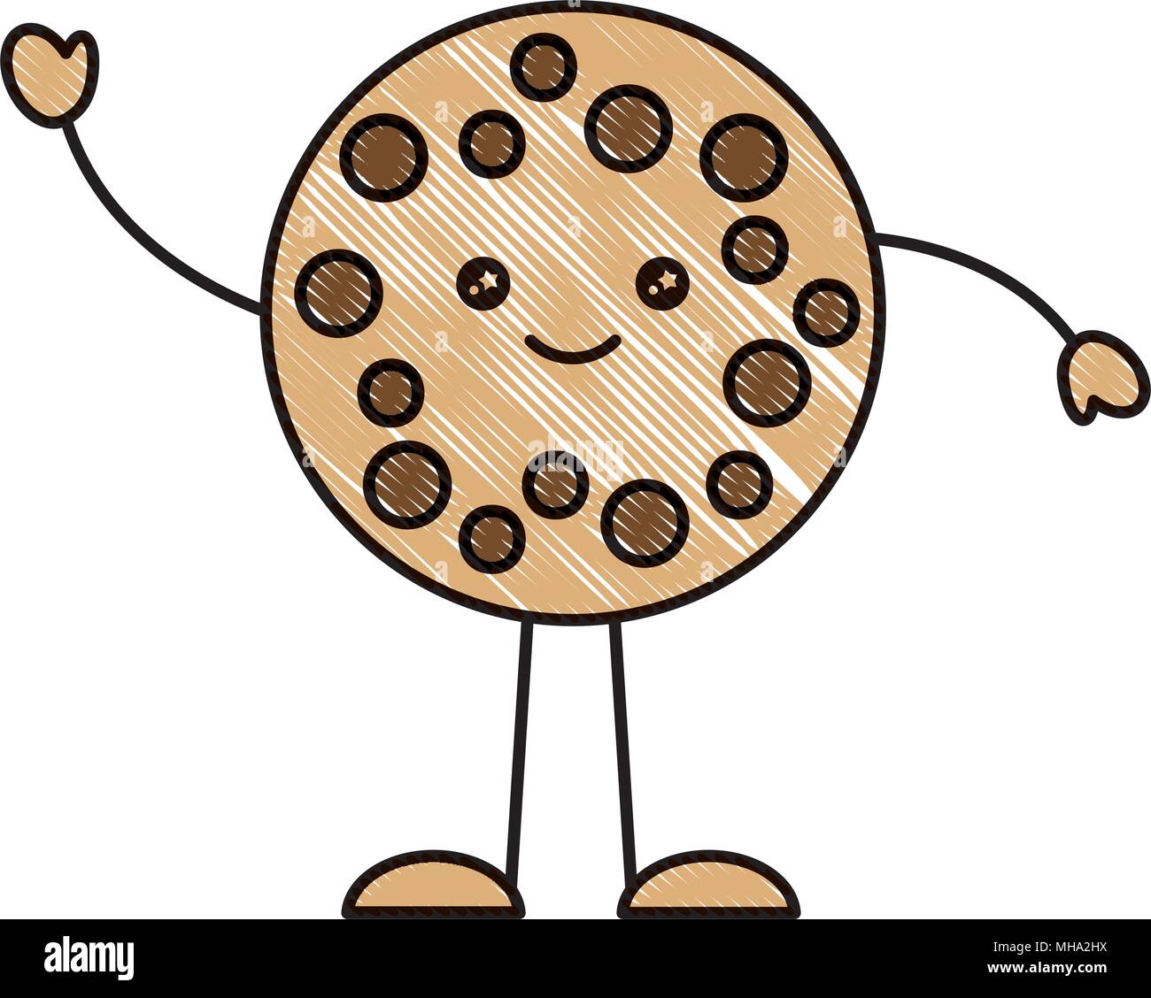 kawaii cartoon cookie sweet happy vector illustration drawing Stock ...