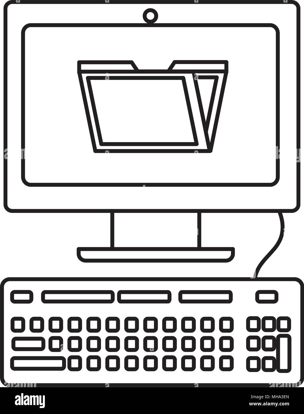 desktop computer with folder document vector illustration Stock Vector ...