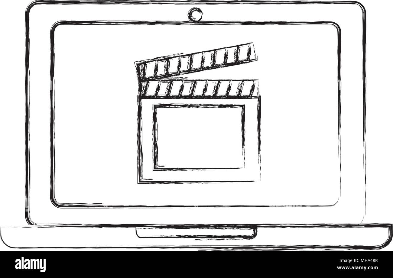 laptop computer with clapper board vector illustration design Stock ...