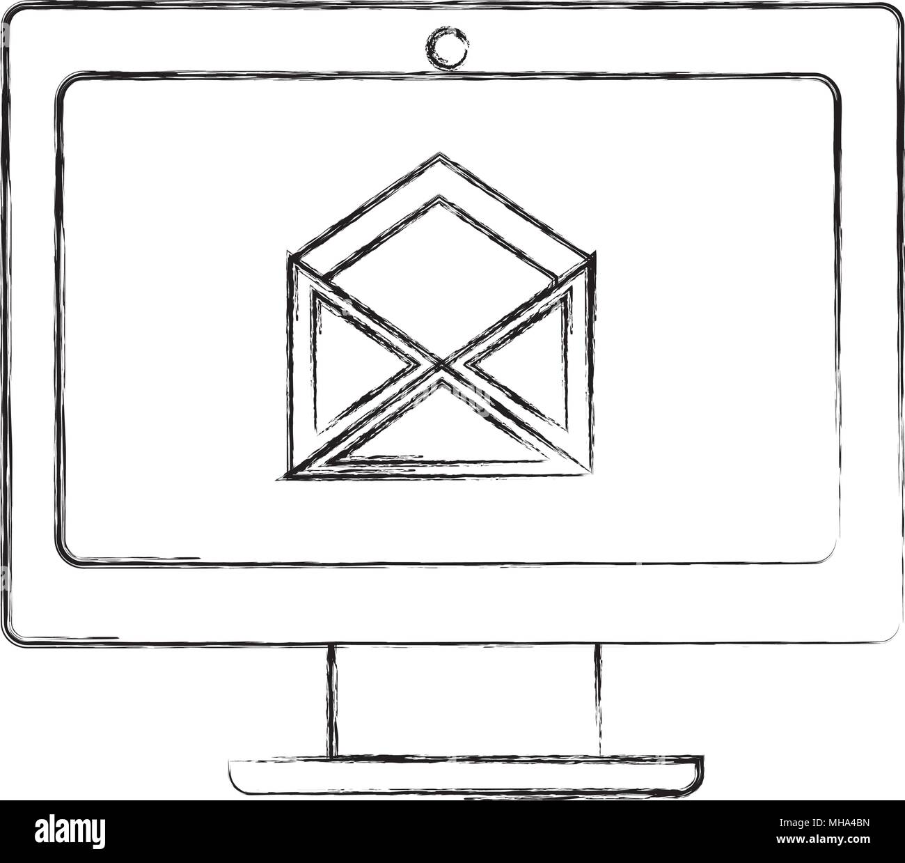 desktop computer with envelope mail vector illustration design Stock ...