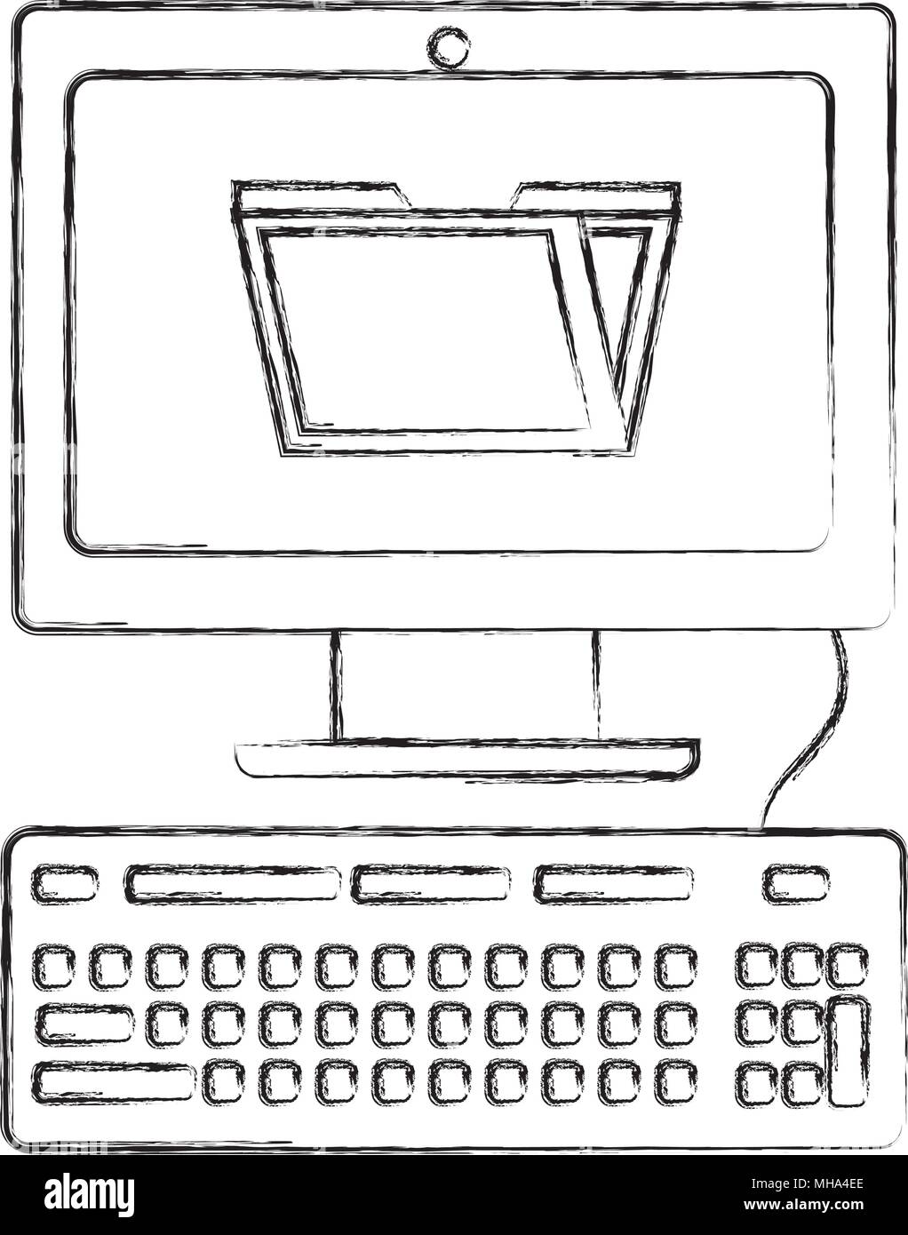 desktop computer with folder document vector illustration Stock Vector ...