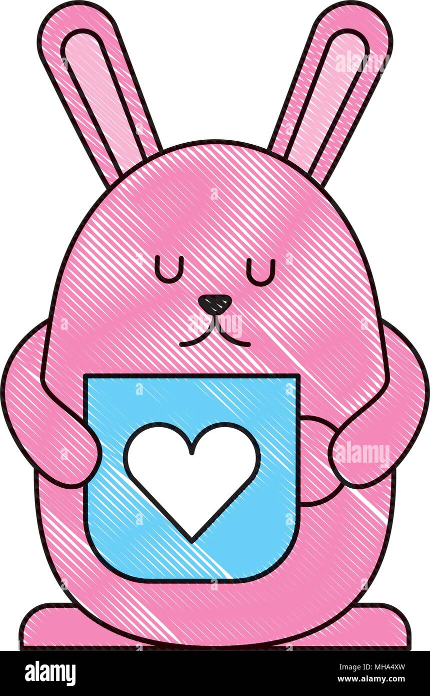 cute rabbit with cup kawaii character vector illustration design Stock ...